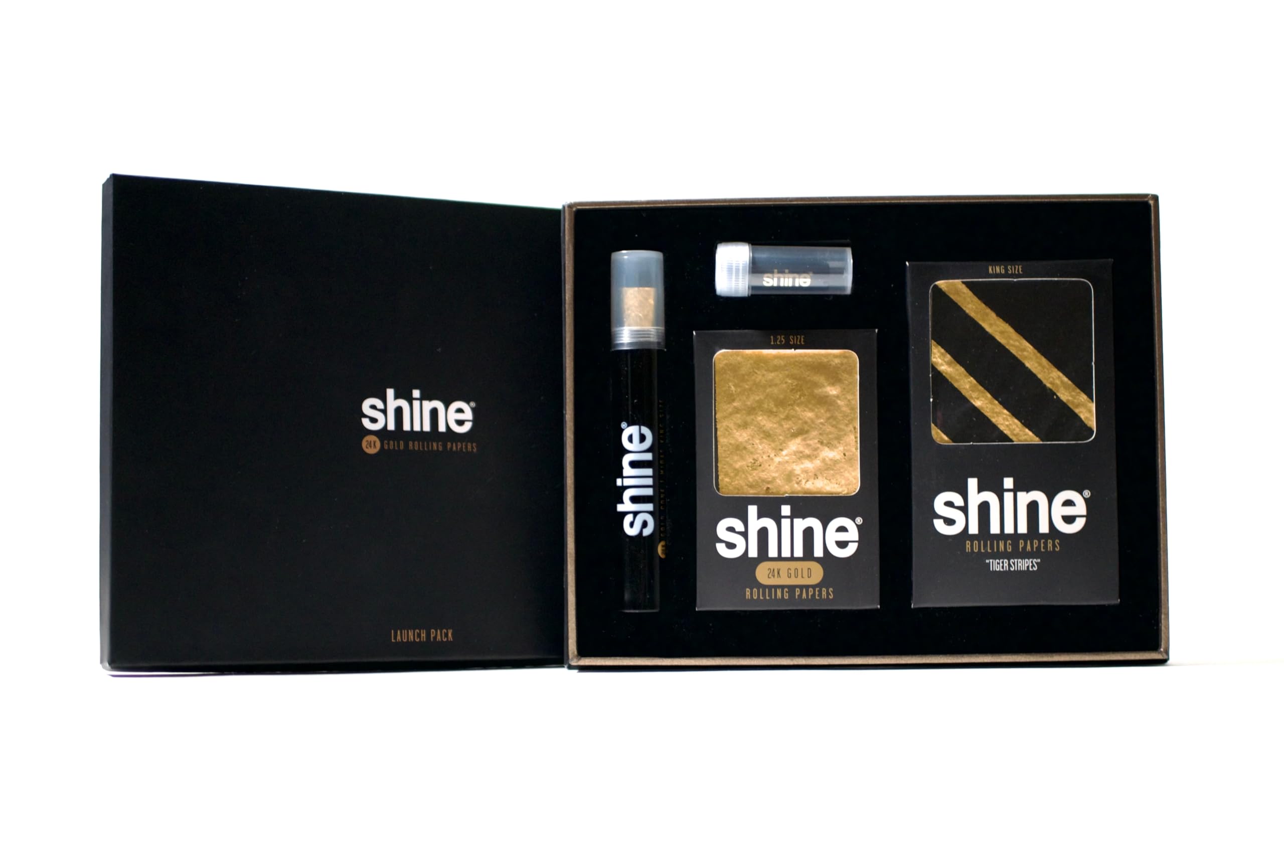 Amazon.com: Shine Papers Launch Pack Gold King Size Rolling Papers and ...