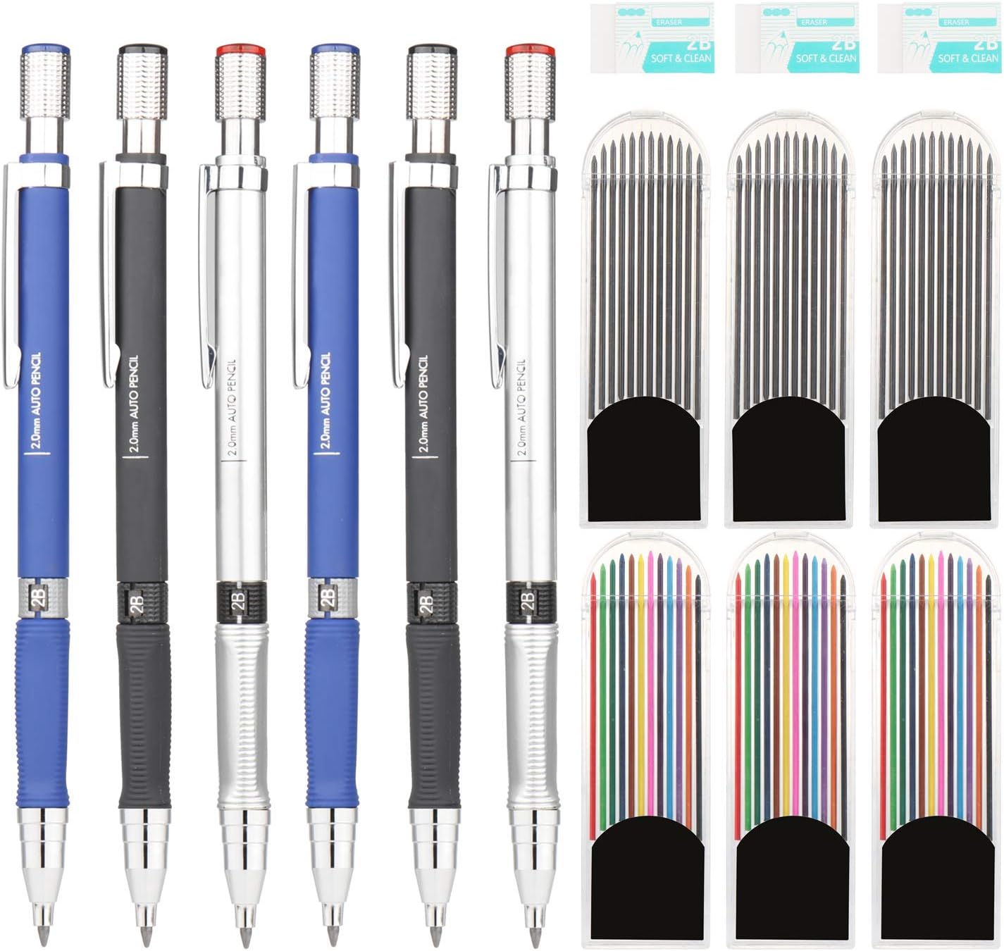 Amazon.com : HaiMay 15 Pieces Mechanical Pencil Set,6 Pieces 2.0 mm ...