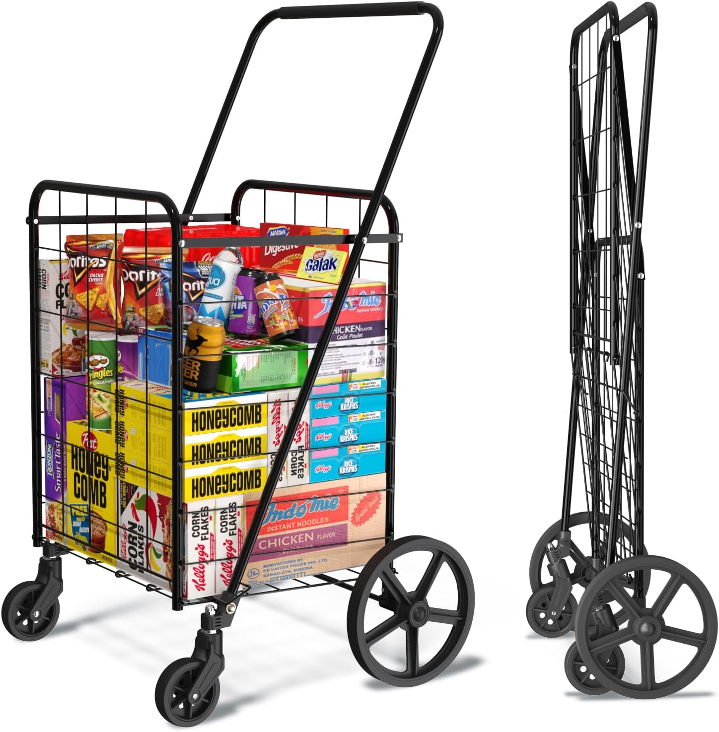 Amazon.com: [2023 New] Folding Shopping Cart for Groceries, Jumbo ...