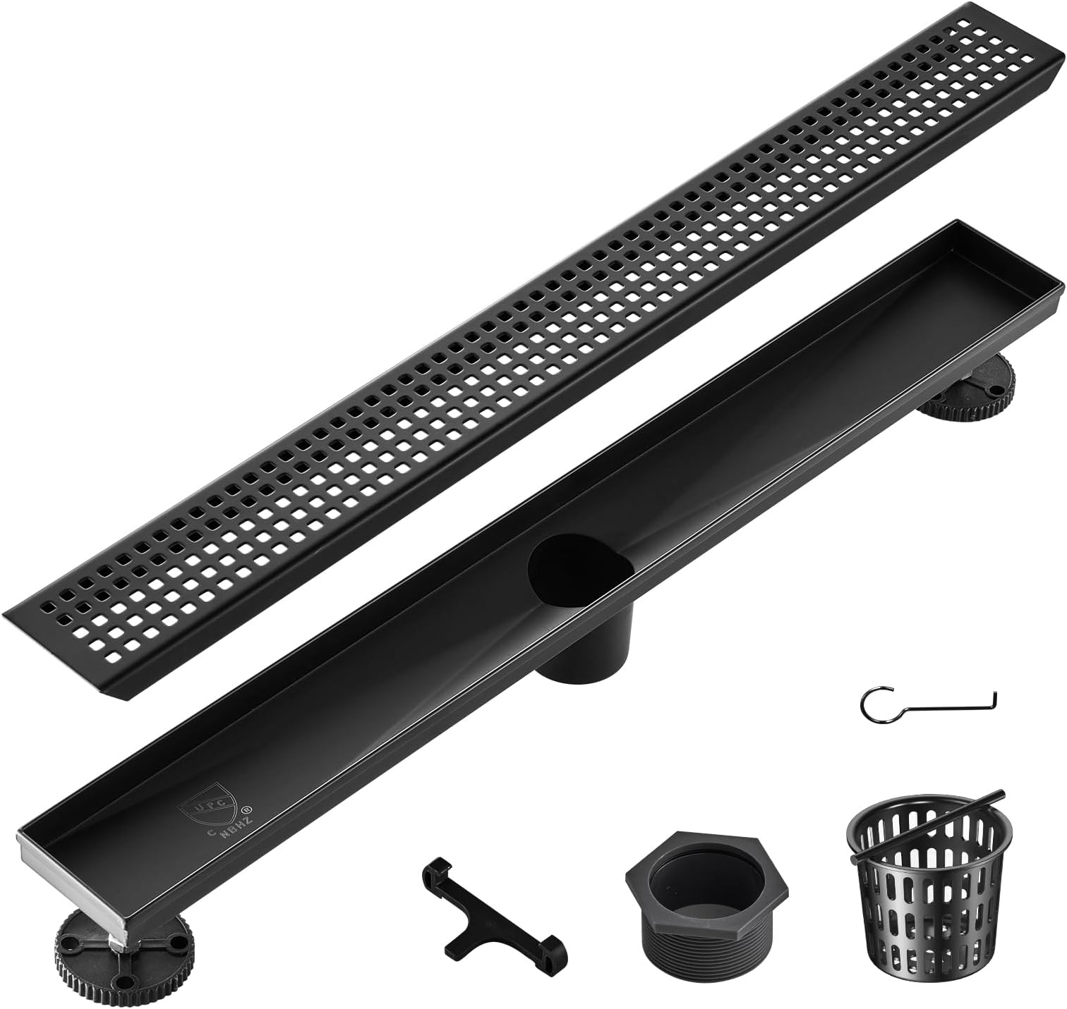 VEVOR 24 Inch Linear Shower Drain with Square Pattern Grate,Brushed 304 ...