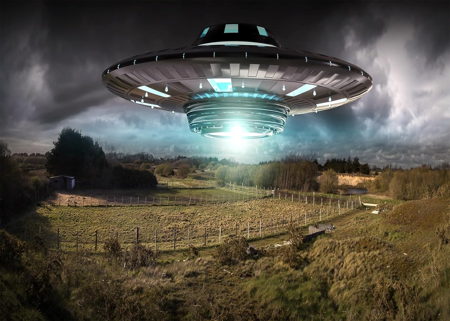 Amazon.com : Fmarui 7x5ft UFO Backdrop Alien Spaceship Invasion On ...