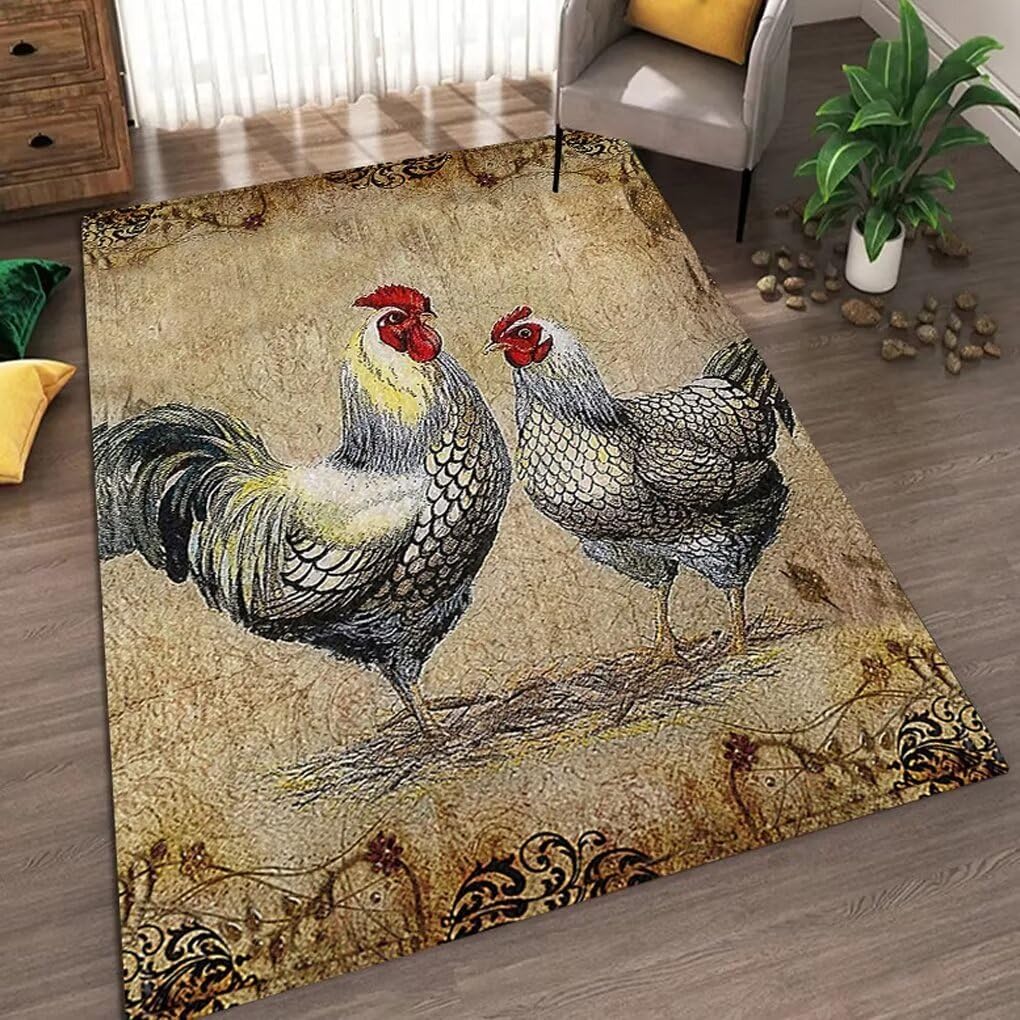 Amazon.com: Soyalie Rustic Lodge Rooster Rug for Hallway Vintage Animal ...