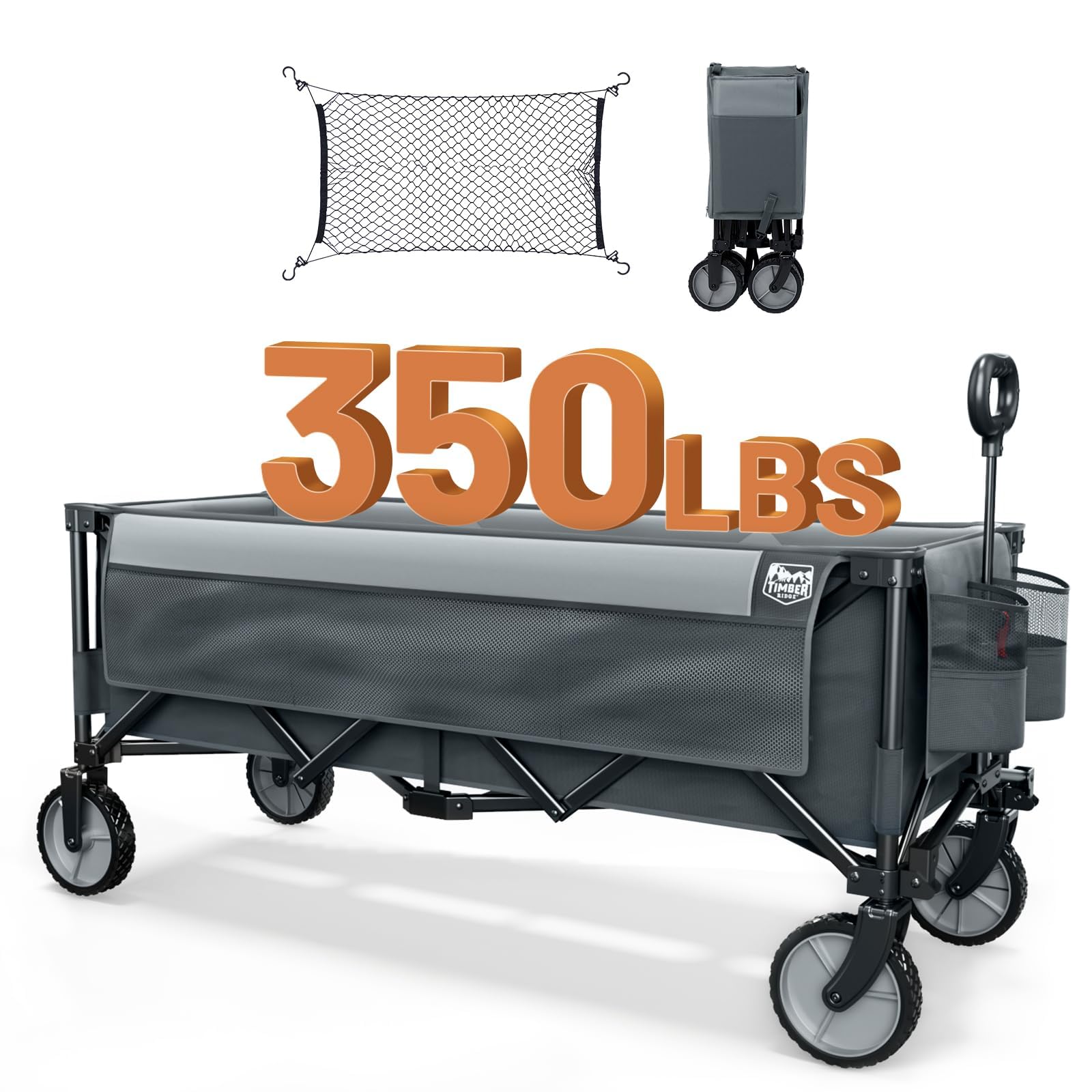 TIMBER RIDGE 51.2'' Extended Collapsible Wagon Cart with Cargo Net ...