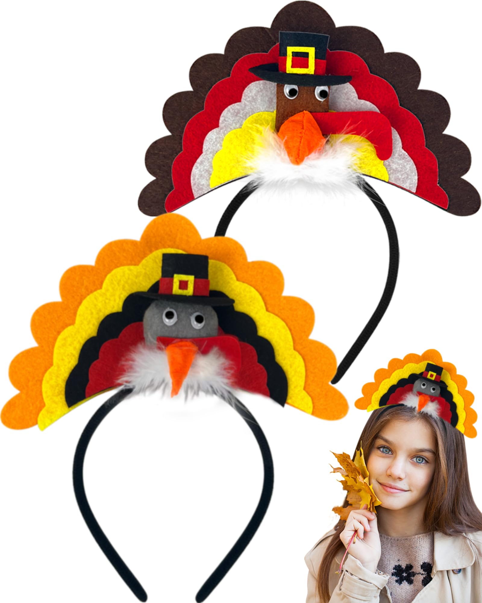 Amazon.com: Wittocs 2 Pack Thanksgiving Turkey Headbands Turkey Costume ...