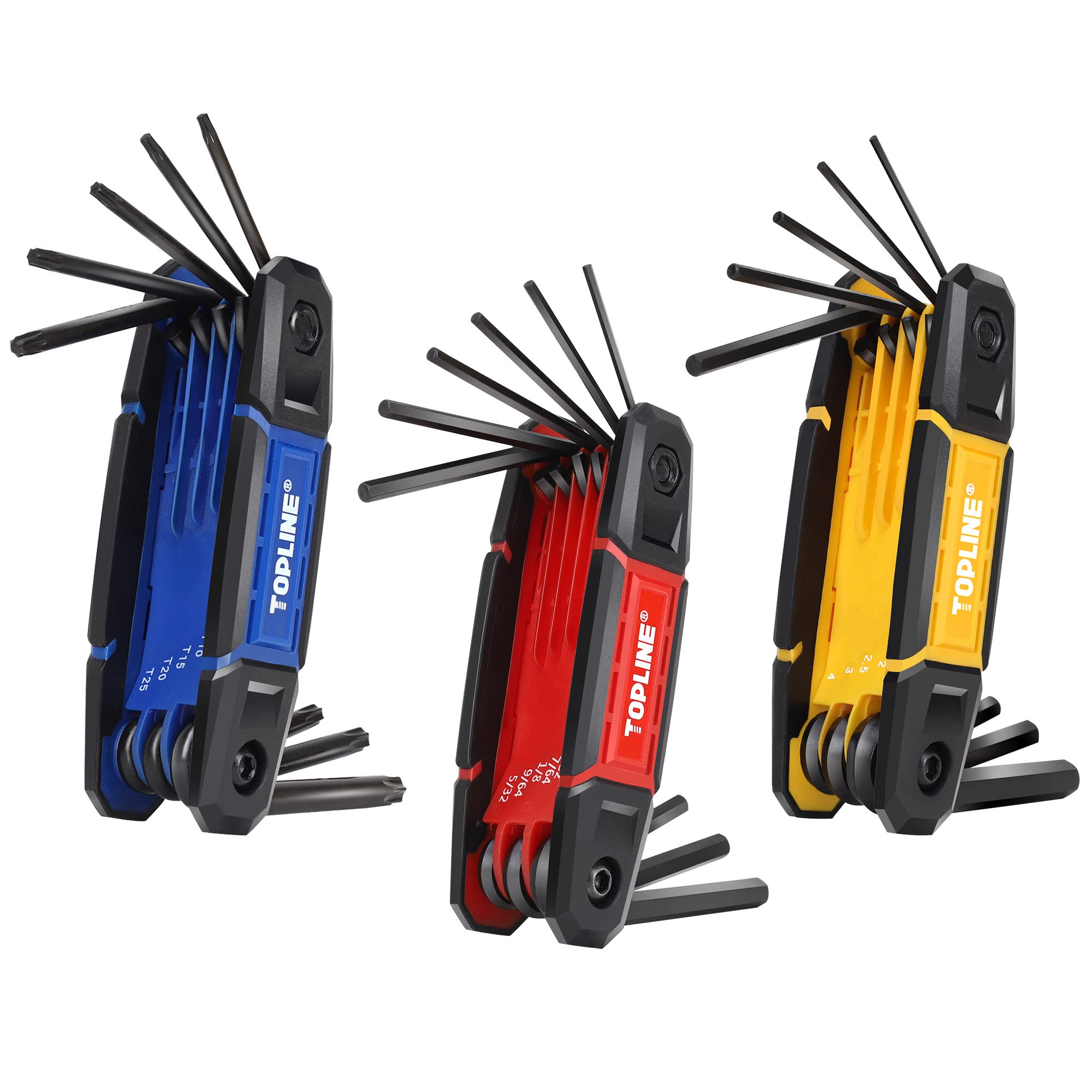 TOPLINE 25-Piece Folding Allen Wrench Set, SAE, Metric, Torx Hex Key ...