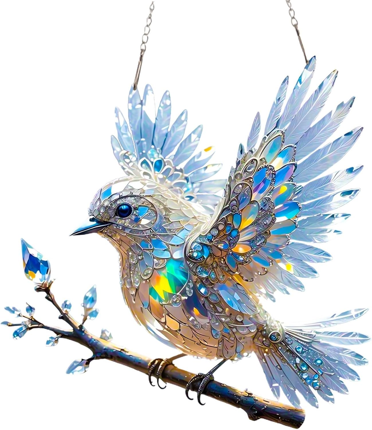 Amazon.com : Stained Acrylic Window Hanging Blue Bird 2D Panel Hanging ...