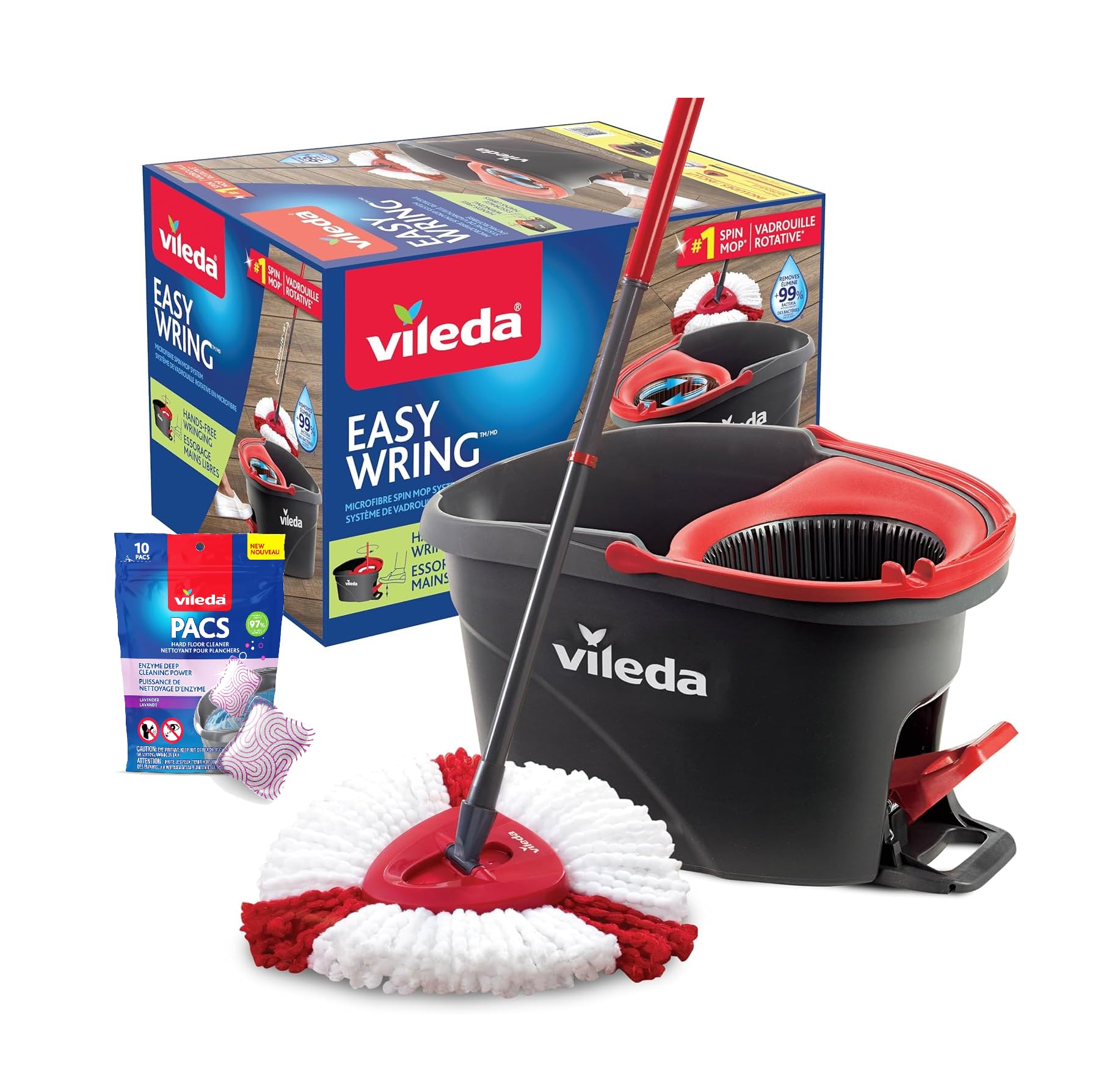 Vileda EasyWring Microfibre Spin Mop & Bucket Floor Cleaning System ...