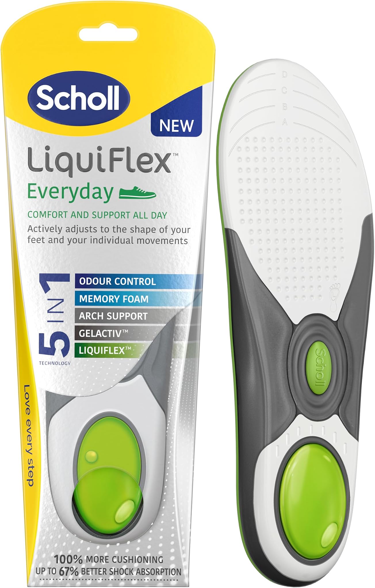Scholl Liquiflex Everyday Insoles For Women 5 In 1 Supportive ...