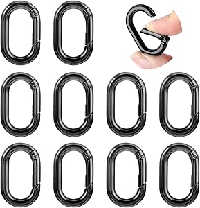 Amazon.com: 10 Pcs Small Carabine Black Mini Carabiner Clip 1in Tiny ...