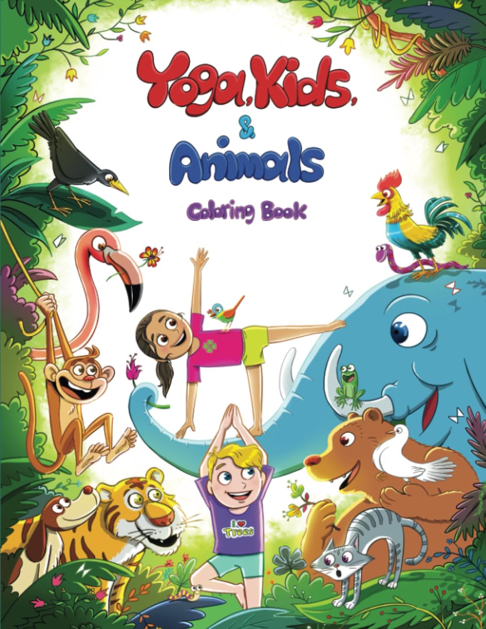 Yoga, Kids, and Animals Coloring Book: A Visual Reference With 40 Basic ...