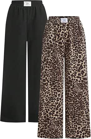GORGLITTER Women's Leopard Wide Leg Pants Animal Print Baggy Animal ...