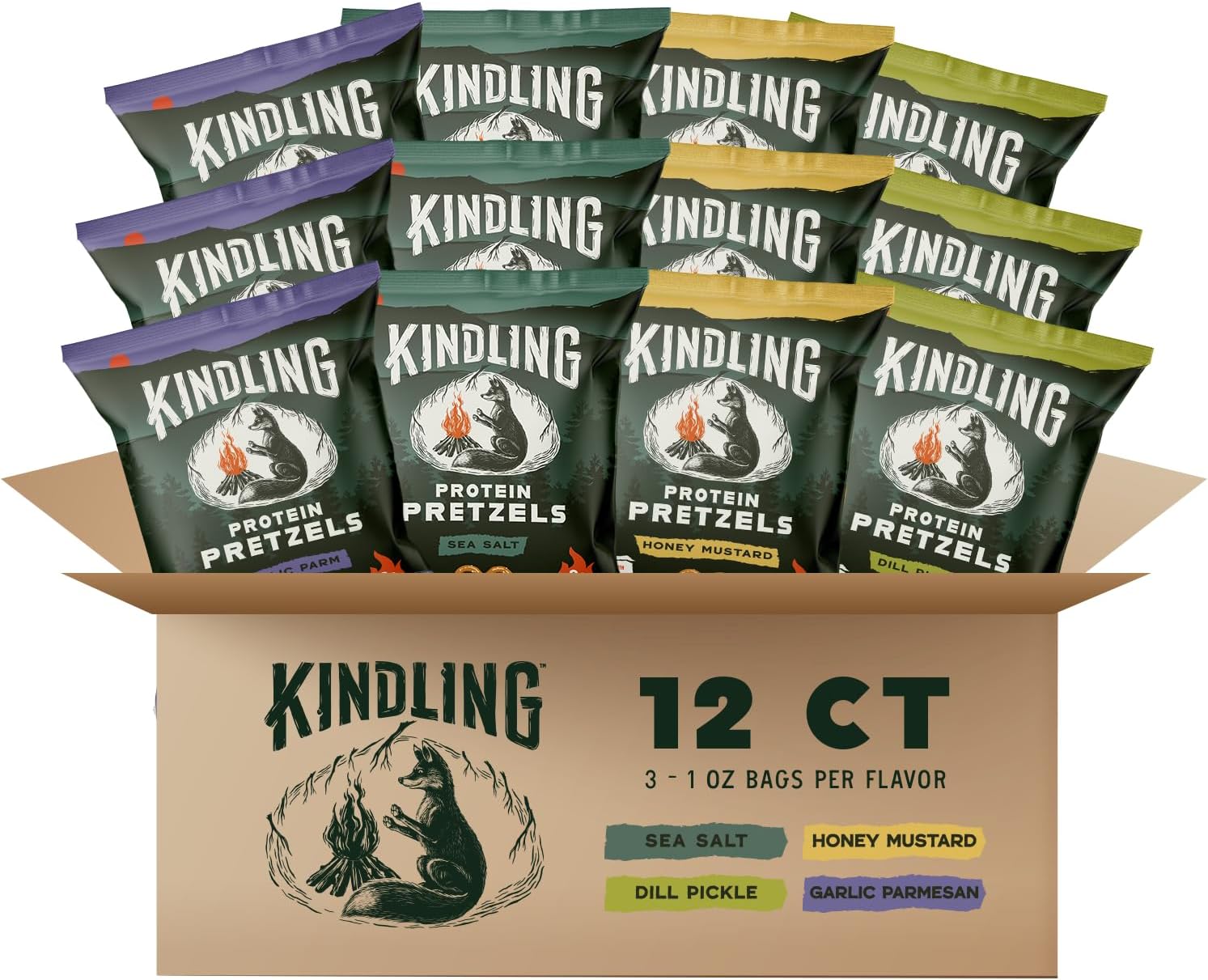 Amazon.com: Kindling Protein Pretzels Variety Pack - Sea Salt (3), Dill ...