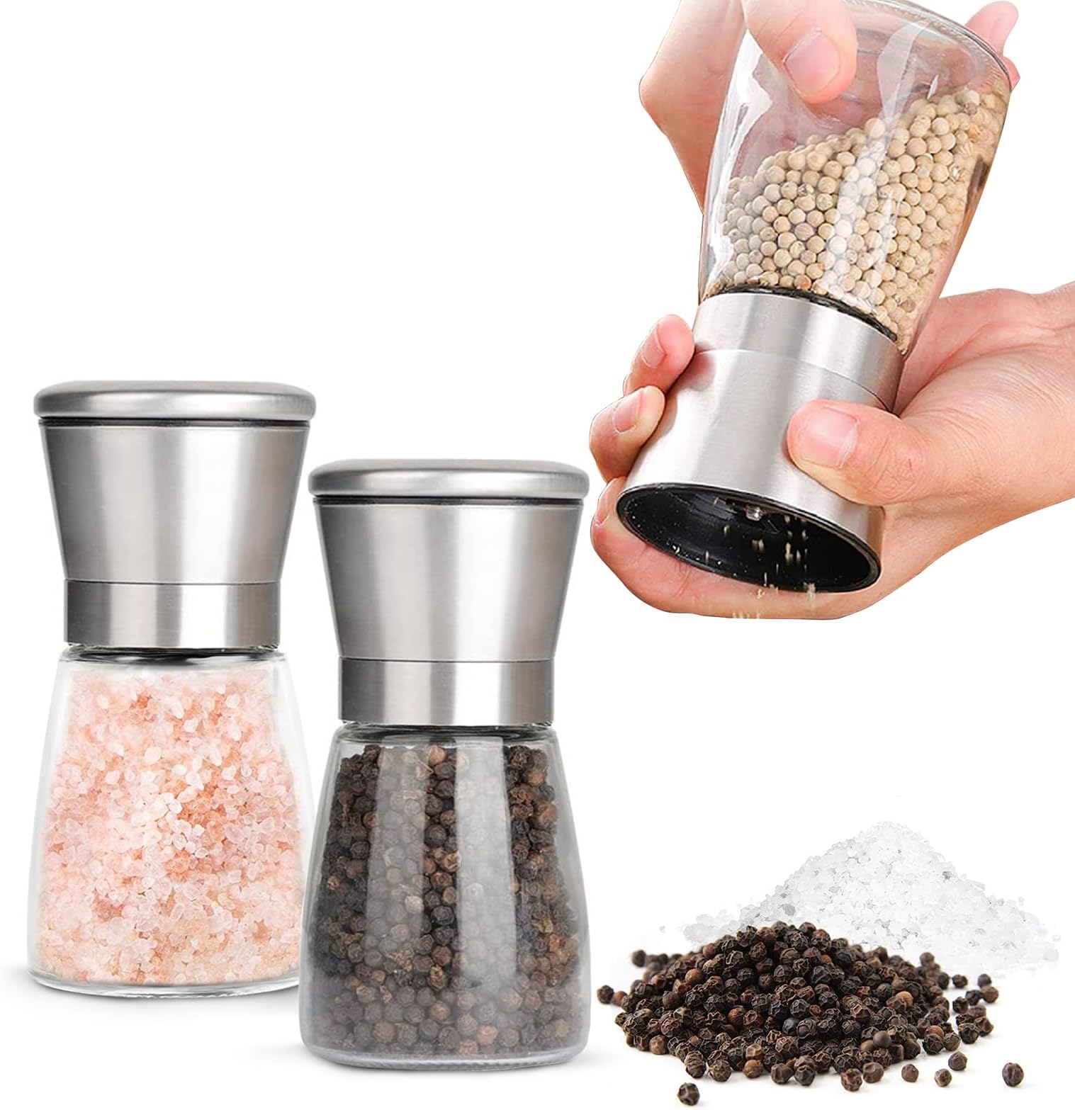 BOJA Molinillo de Sal, Salero Amoladora de sal y Pimienta, Espesor ...