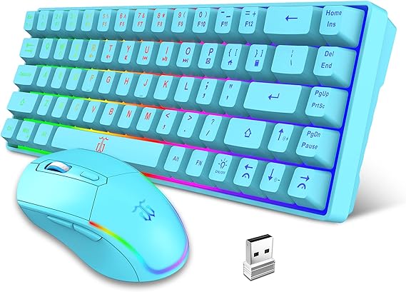 Amazon.com: Snpurdiri 60% Wireless Gaming Keyboard and Mouse Combo,LED ...