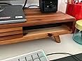 Amazon.com: Tinamo Acacia Monitor Stand Riser with Sliding Door ...