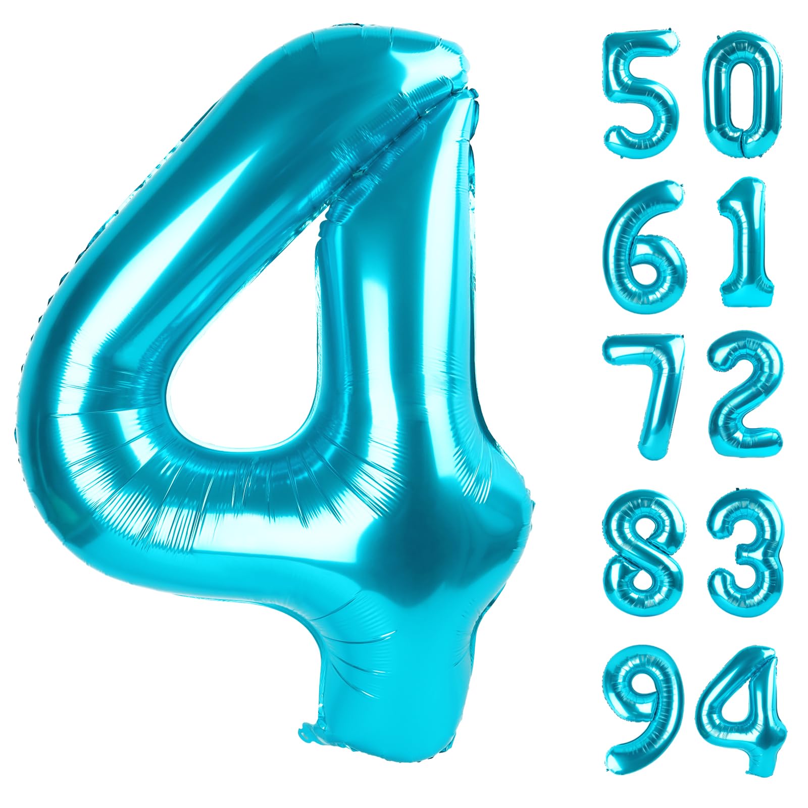 Amazon.com: 4 Balloon, Blue Number Balloons 40 Inch, 4th Blue Party ...