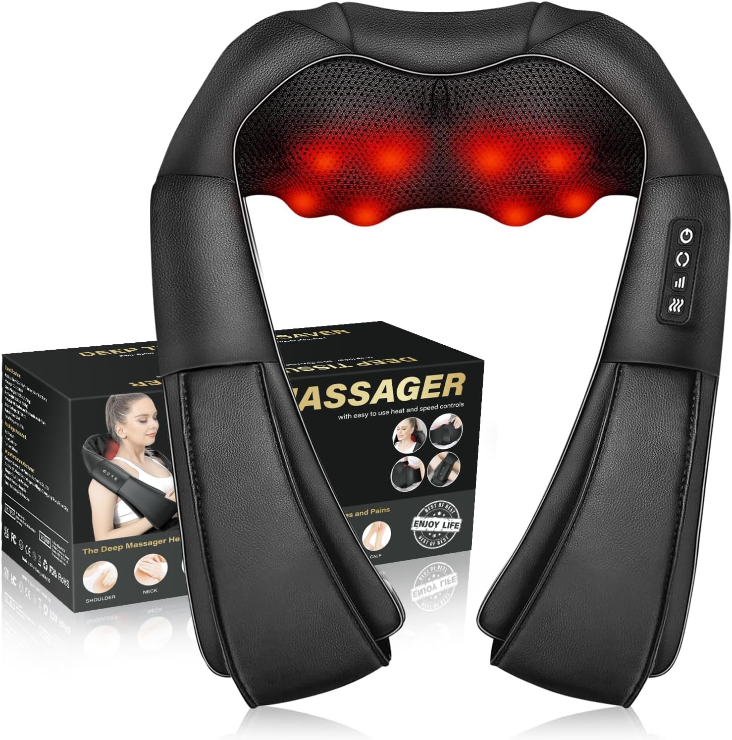 Amazon.com: MagicMakers Neck Massager with Heat - Electric Shiatsu Deep ...