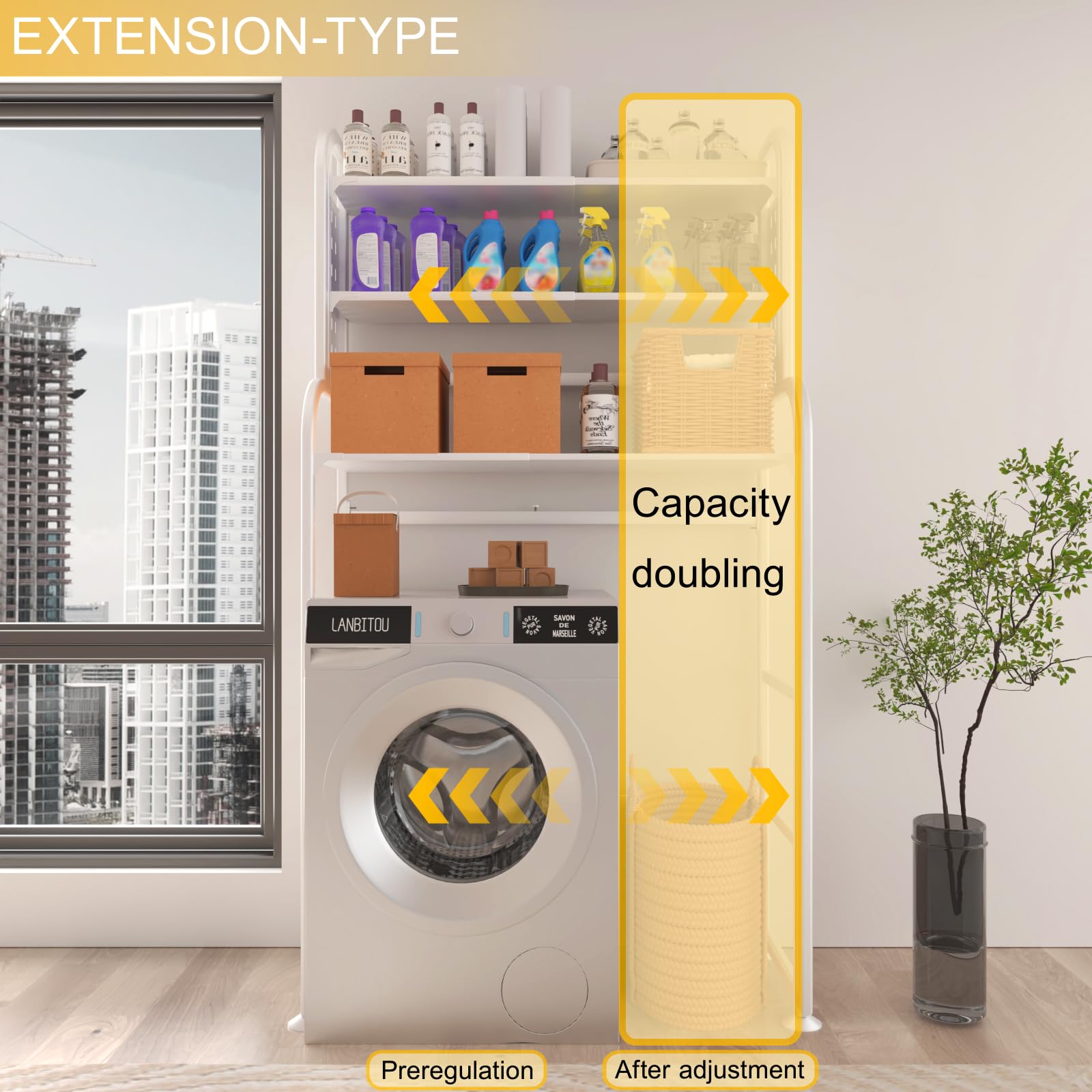 Washing Machine Storage Units 3-Level Washer Dryer Stacking Rack ...
