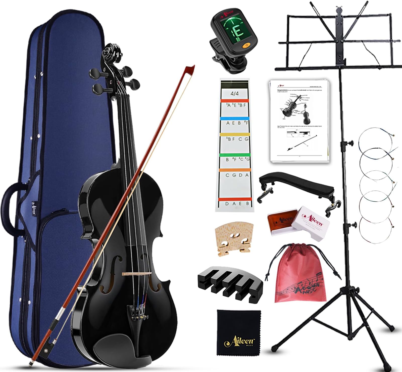 Aileen 4/4 Full Size Violin for Adults Beginners, Fiddle Starter Kit ...