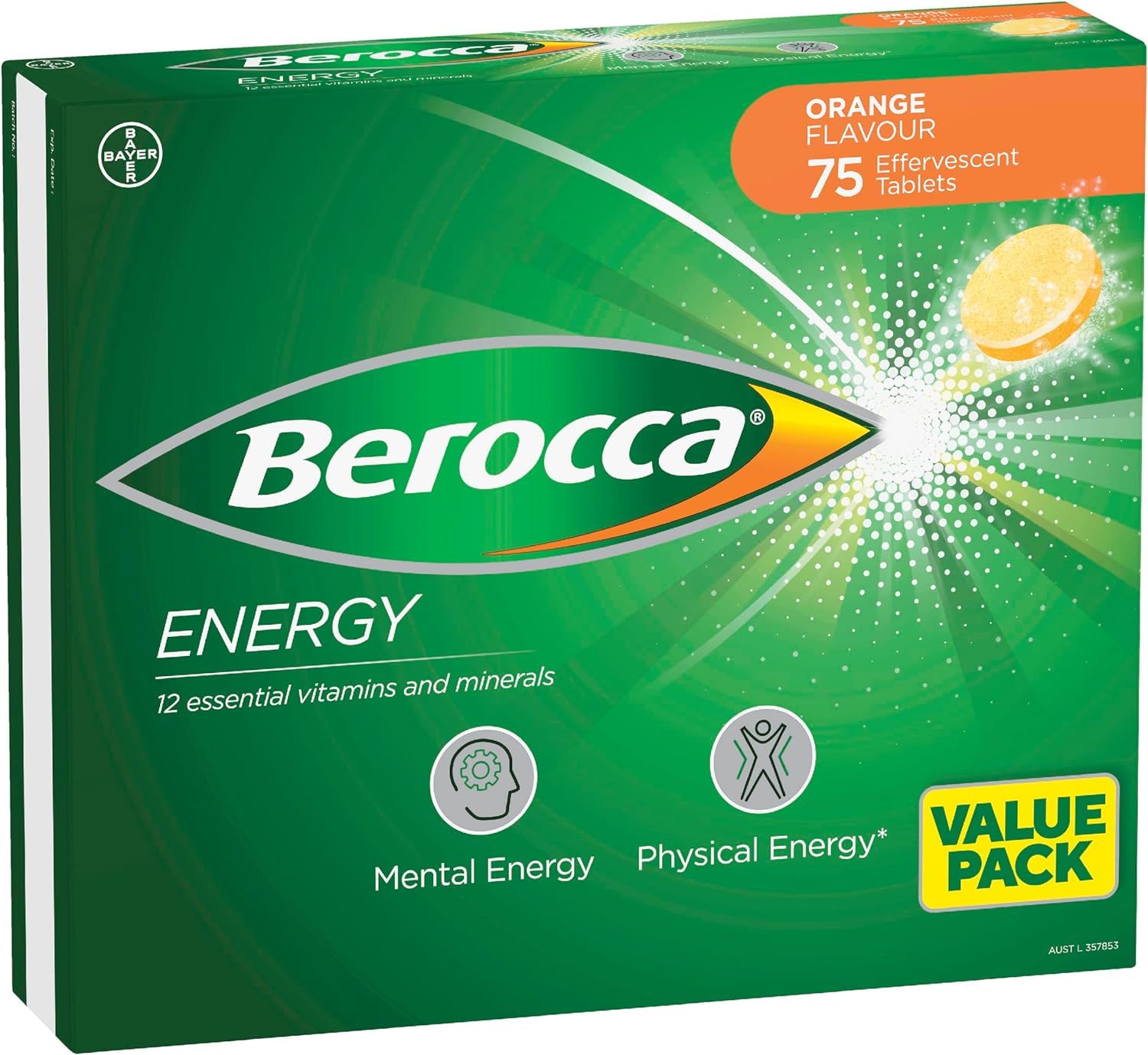 Berocca Energy Multivitamin with B Vitamins: B3, B6, B12, Vitamin C ...