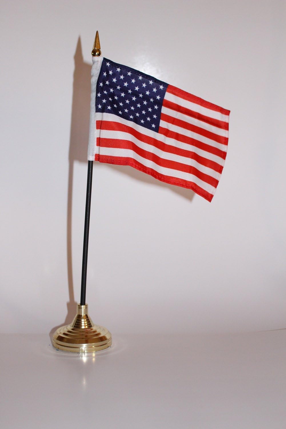 Amazon.com : US USA American 4"x6" Miniature Flag Desk Set with Gold ...