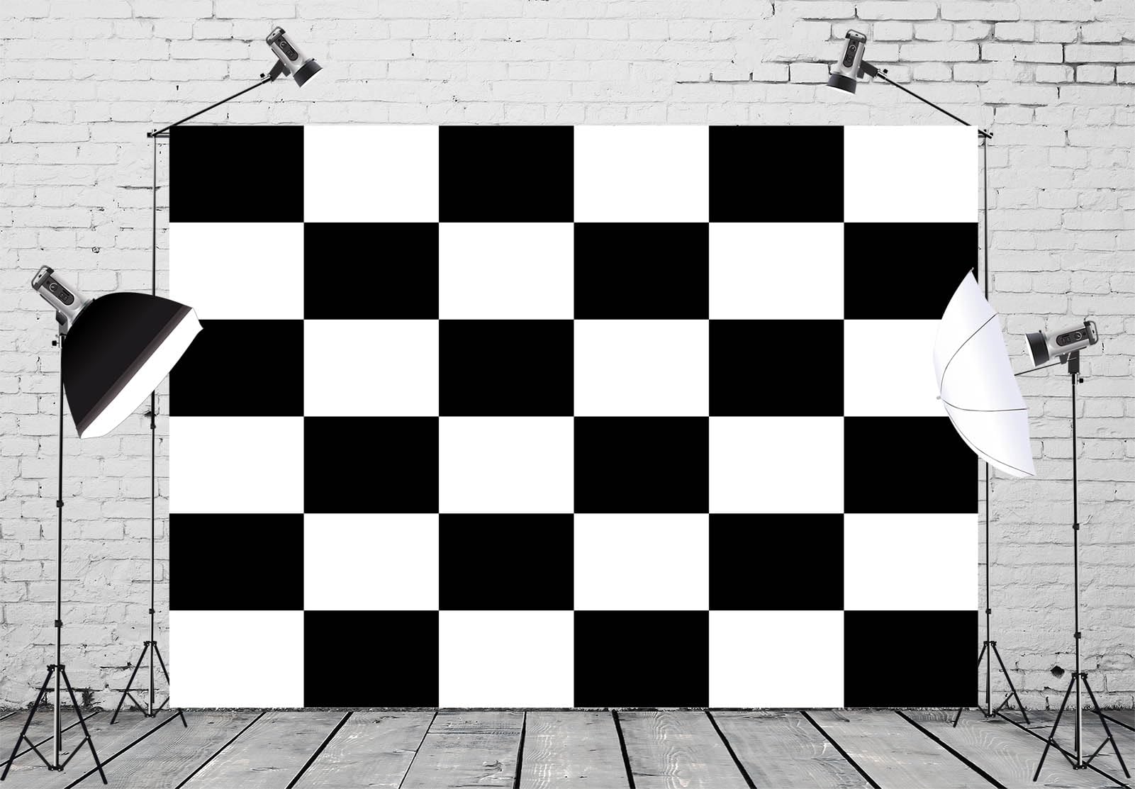 Amazon.com : BELECO 7x5ft Fabric Black and White Checkered Backdrop ...