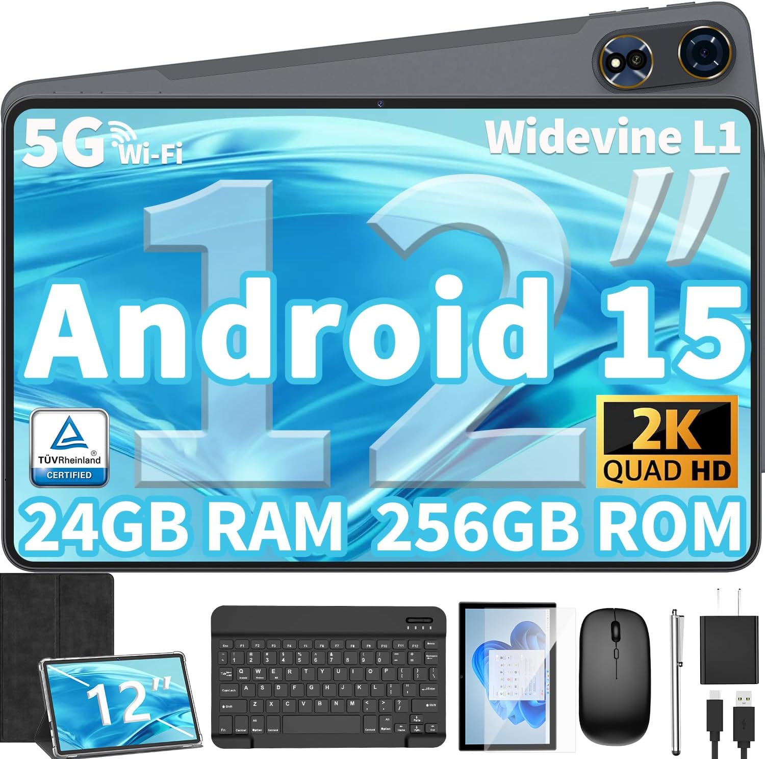 Amazon.com : 2025 Upgraded Android 15 Tablet with Case, Large Tablets ...