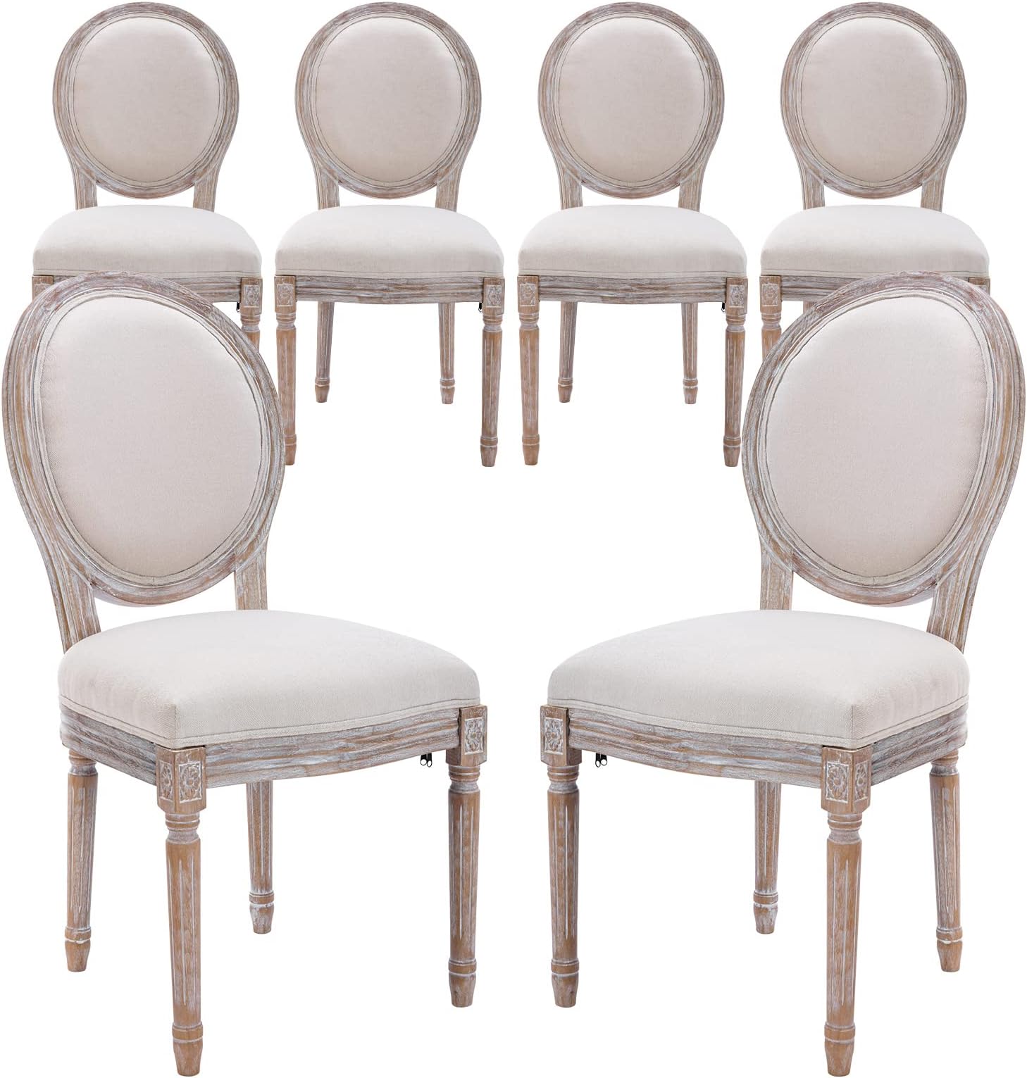 Amazon.com - COLAMY French Country Vintage Dining Chairs Set of 6 ...