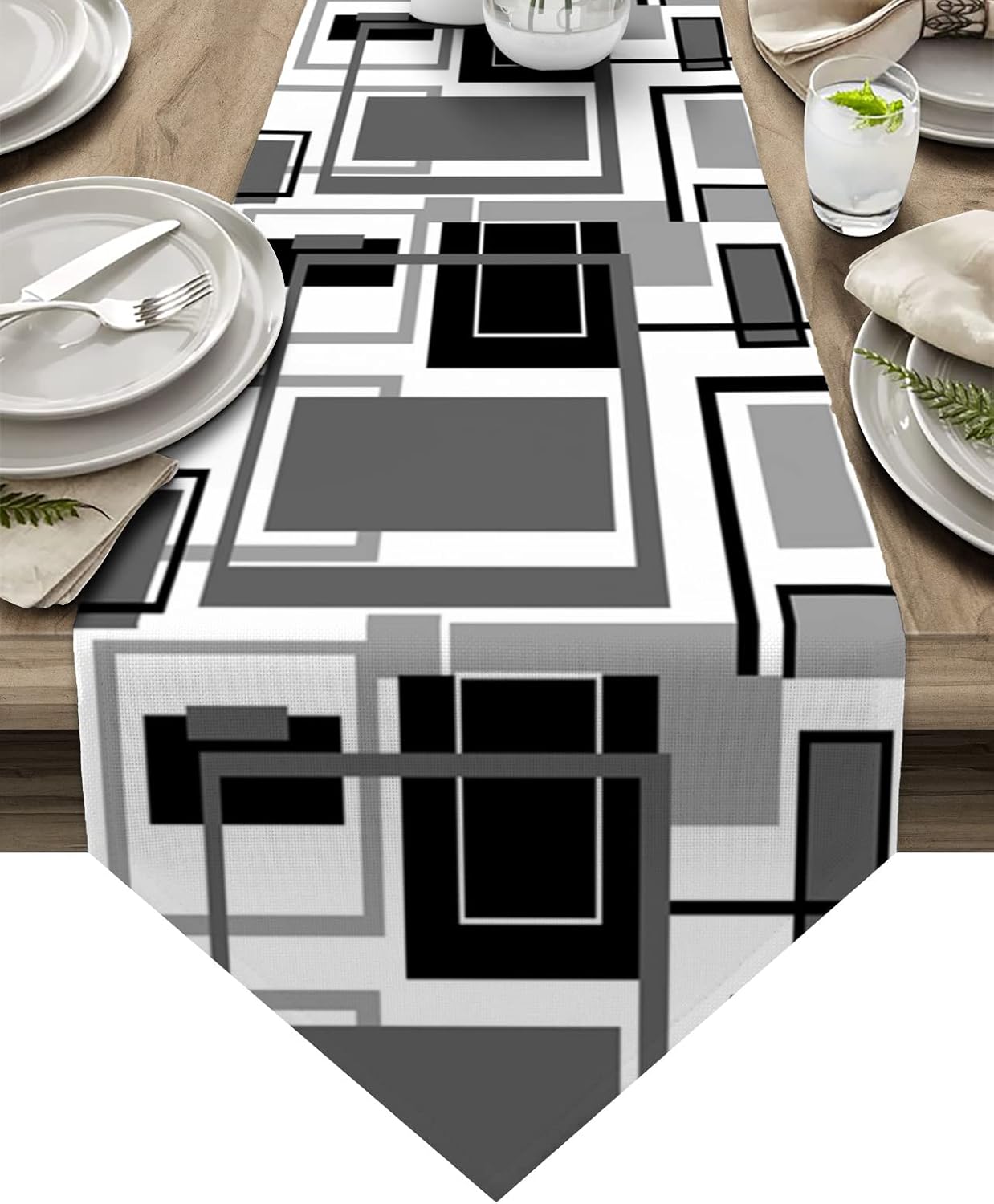 Amazon.com: Scominoc Table Runner 48 Inches Long - Grey Black Abstract ...