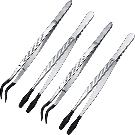 Lasnten 2 Pieces Rubber Tipped Tweezers Silicone Coated Soft Tweezers ...