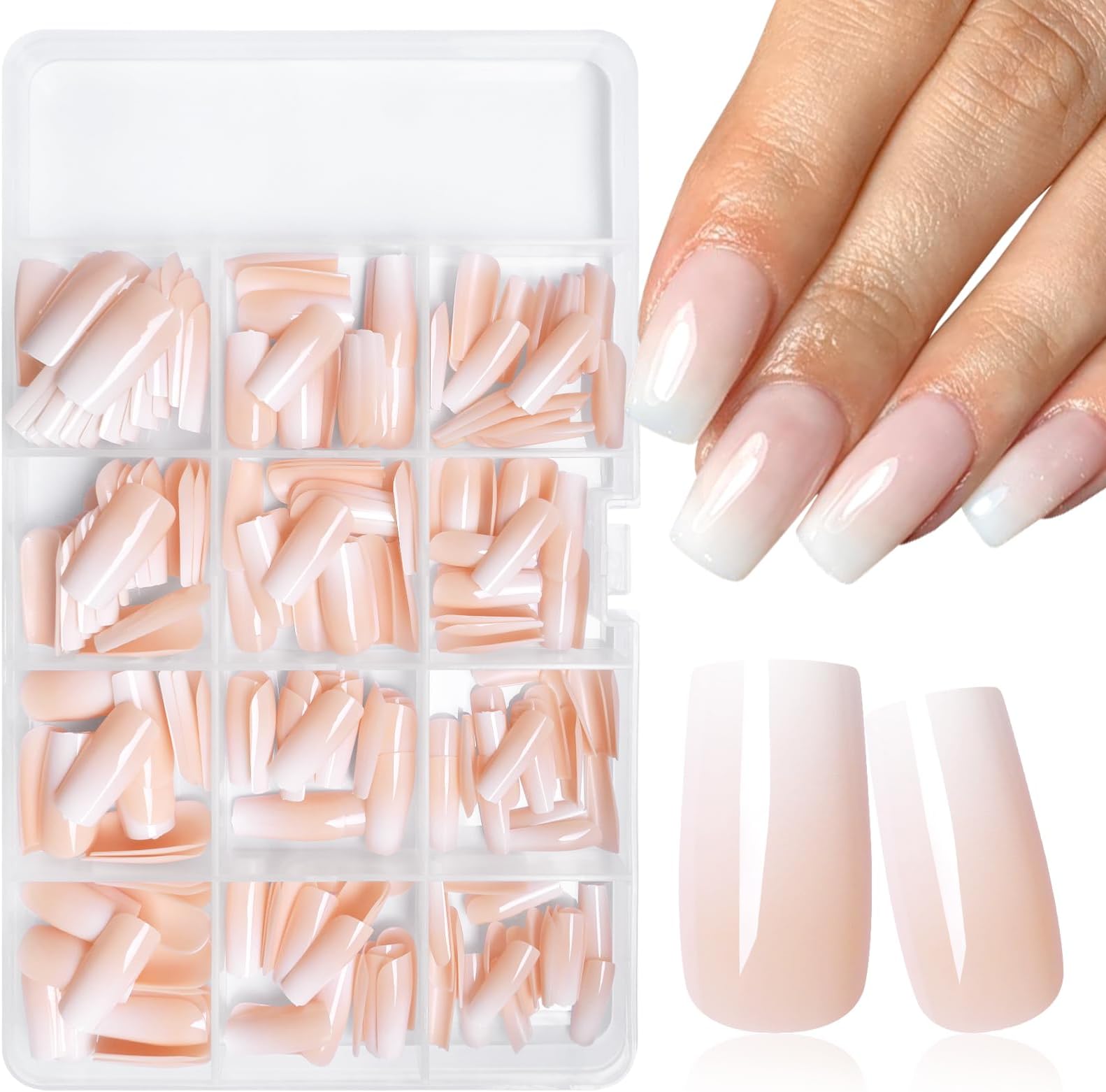 Amazon.com: Gradient Press on Nails Medium Square Fake Nails with ...