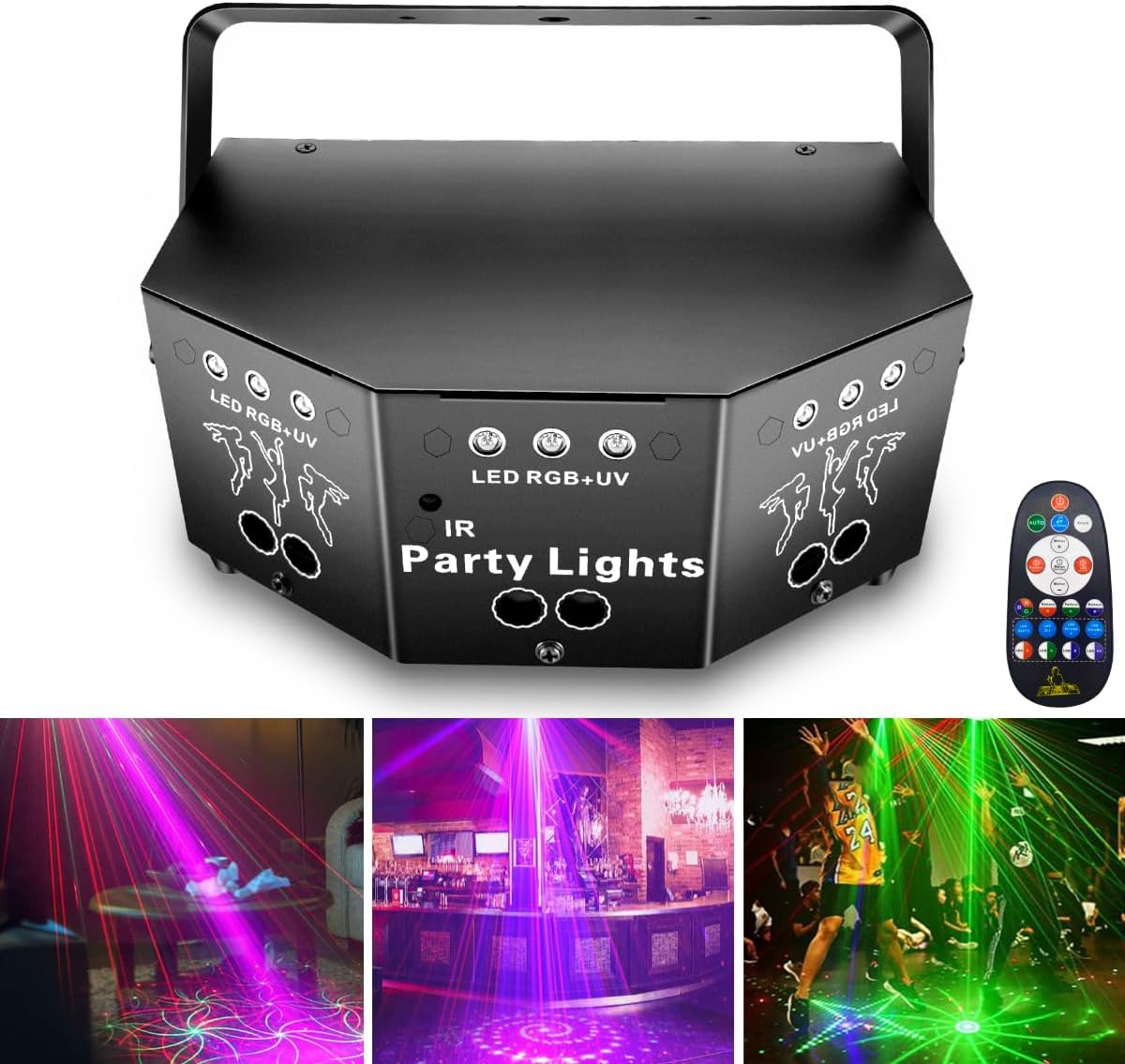 PAIFIEVD Upgraded 15 Lens Party Lights Dj Disco Lights,Pro 3 in 1 DMX ...