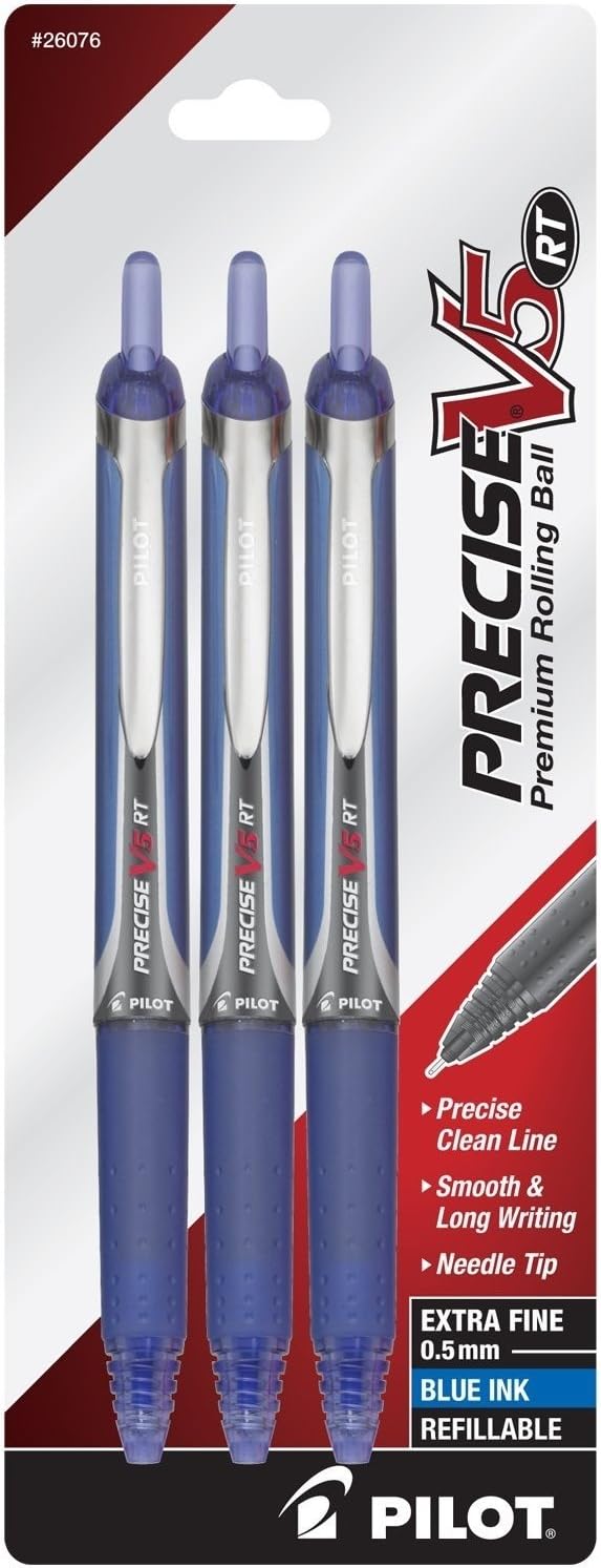 Pilot Precise V5 RT Retractable Rolling Ball Pens, Extra Fine Point, 3 ...