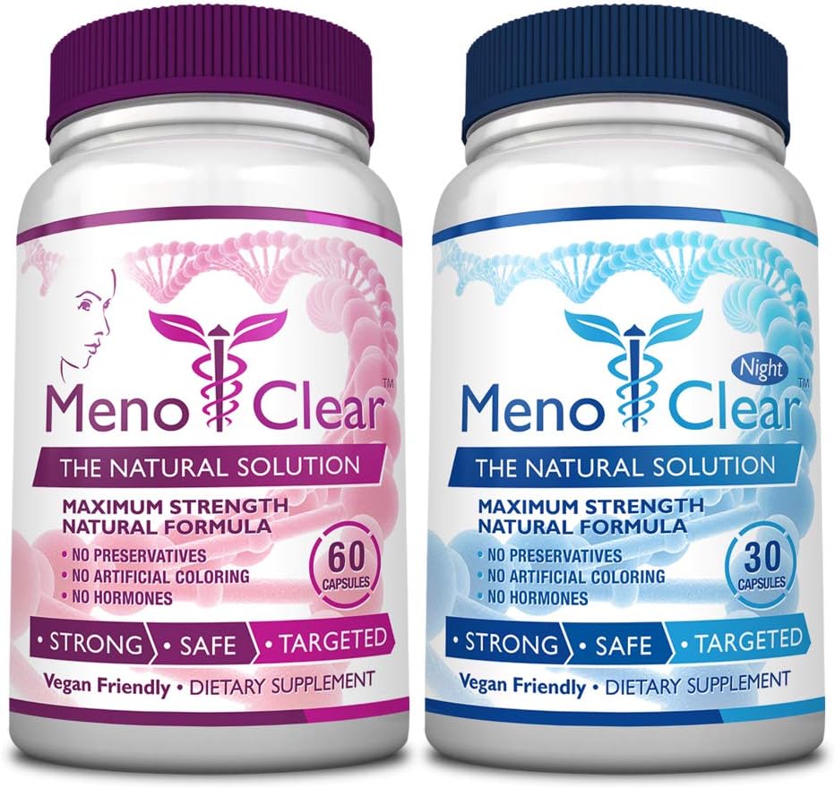 Menoclear Día + Noche suplemento de menopausia alivia los sofocos, los ...