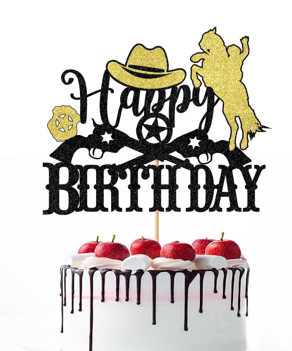 Snapklik.com : Naicaek Cowboy Happy Birthday Cake Topper