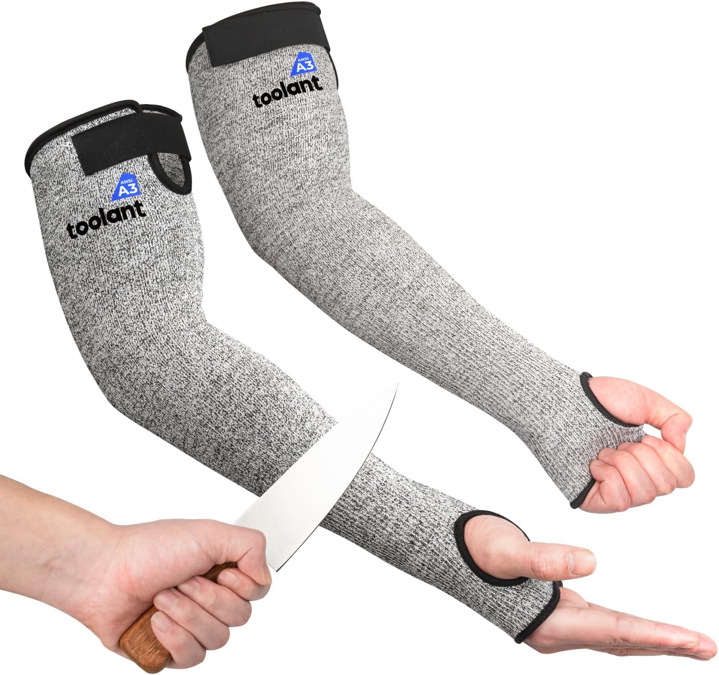 22” Black Kevlar Protective Arm Sleeves/Cut And Heat Resistant (1 Pair ...