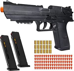 Amazon.com: Automatic Shell Ejecting Toy Gun with 100 Soft Bullets ...