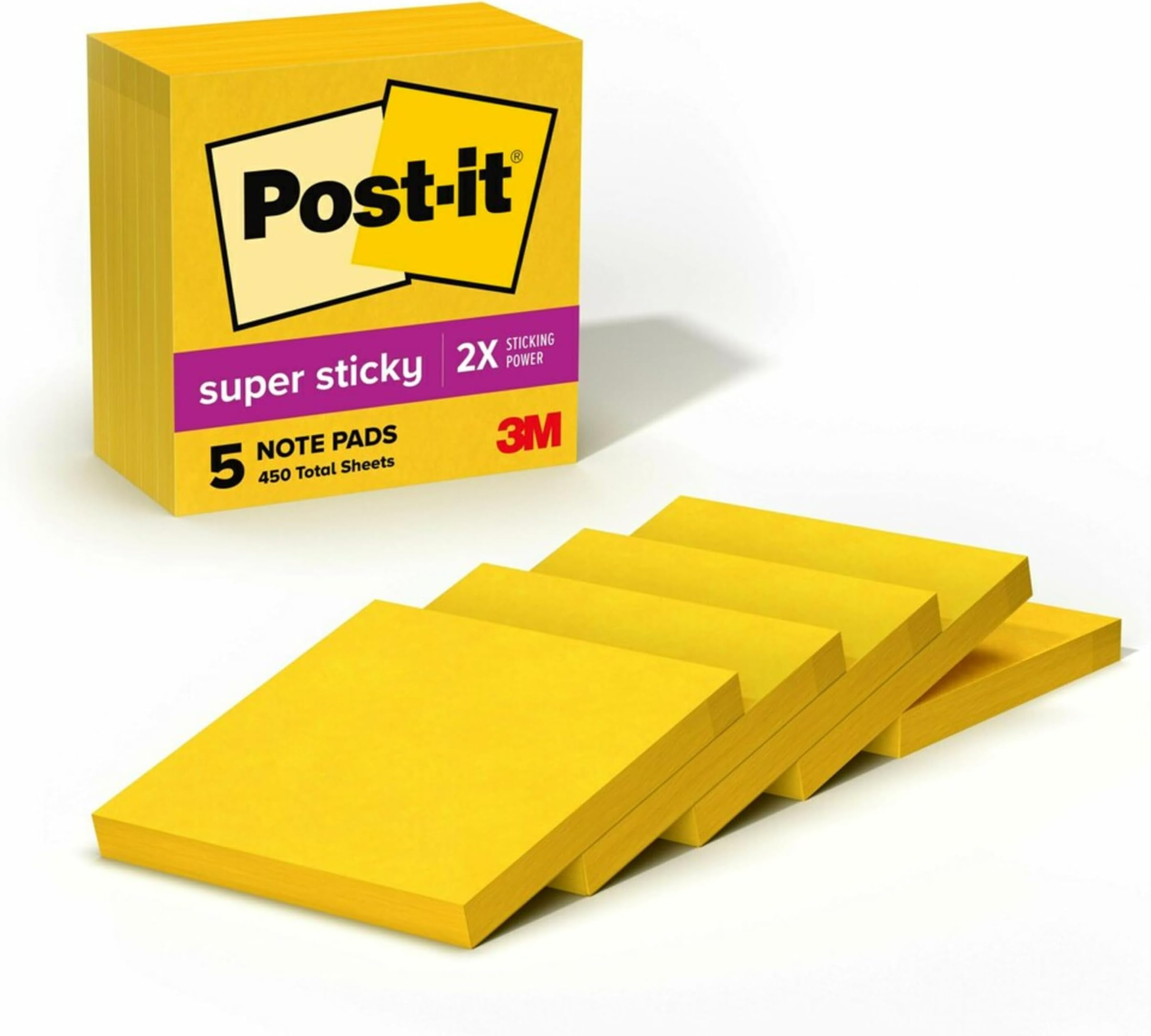 Amazon.com : Post-it Super Sticky Notes, 5 Sticky Note Pads, 3 x 3 in ...