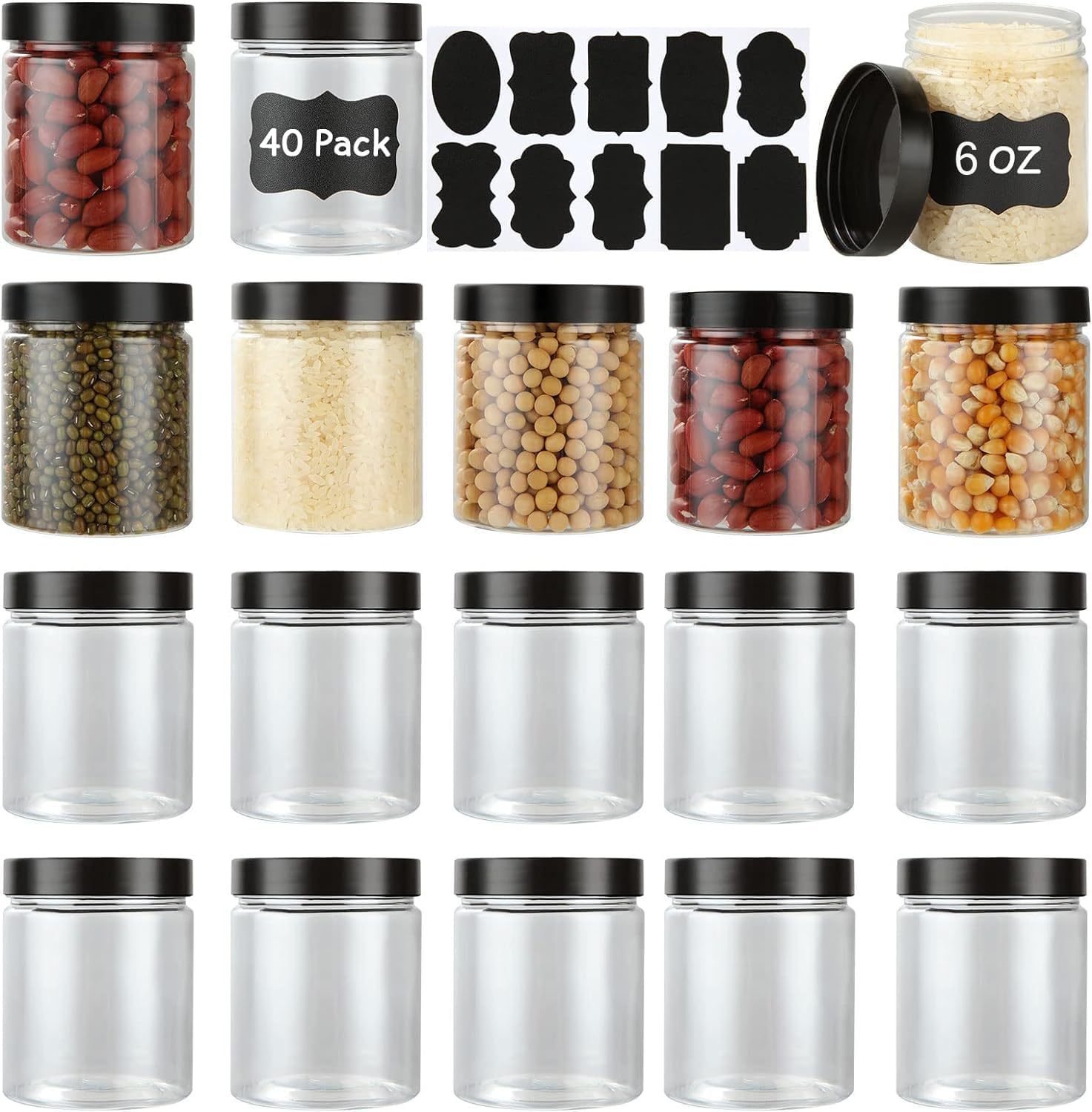Amazon.com: JMIATRY 40PCS 6 OZ Plastic Jars with Lids 6Oz Plastic Containers with Lids Empty ...