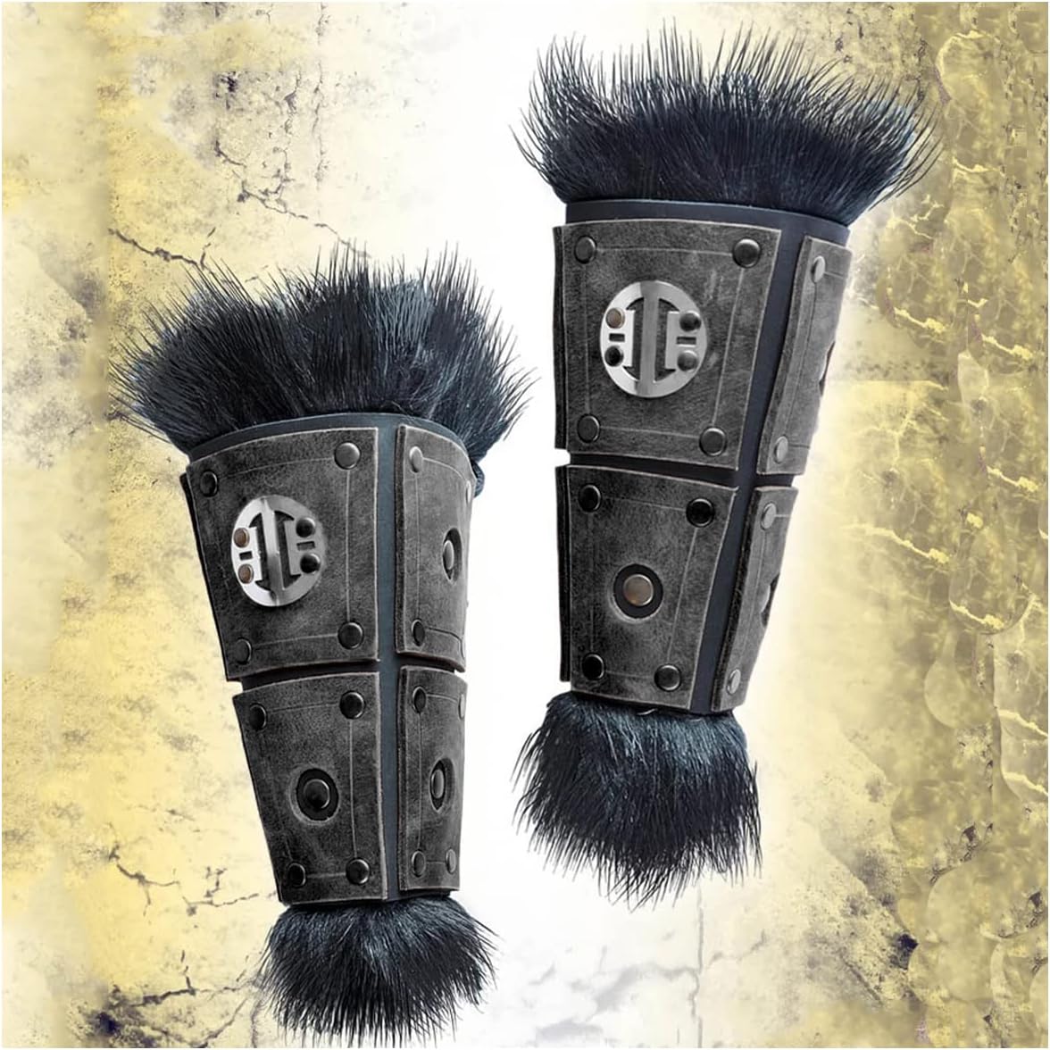 Amazon.com: IWBSIEID Medieval Arm Guards Steampunk Fur Leather Bracer ...