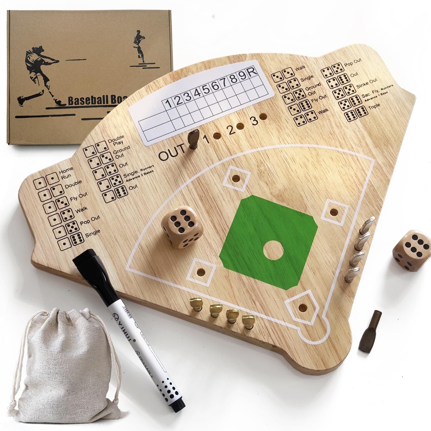 Amazon.com: Deartisan Baseball Board Game, Oak Made Leisure Game for ...