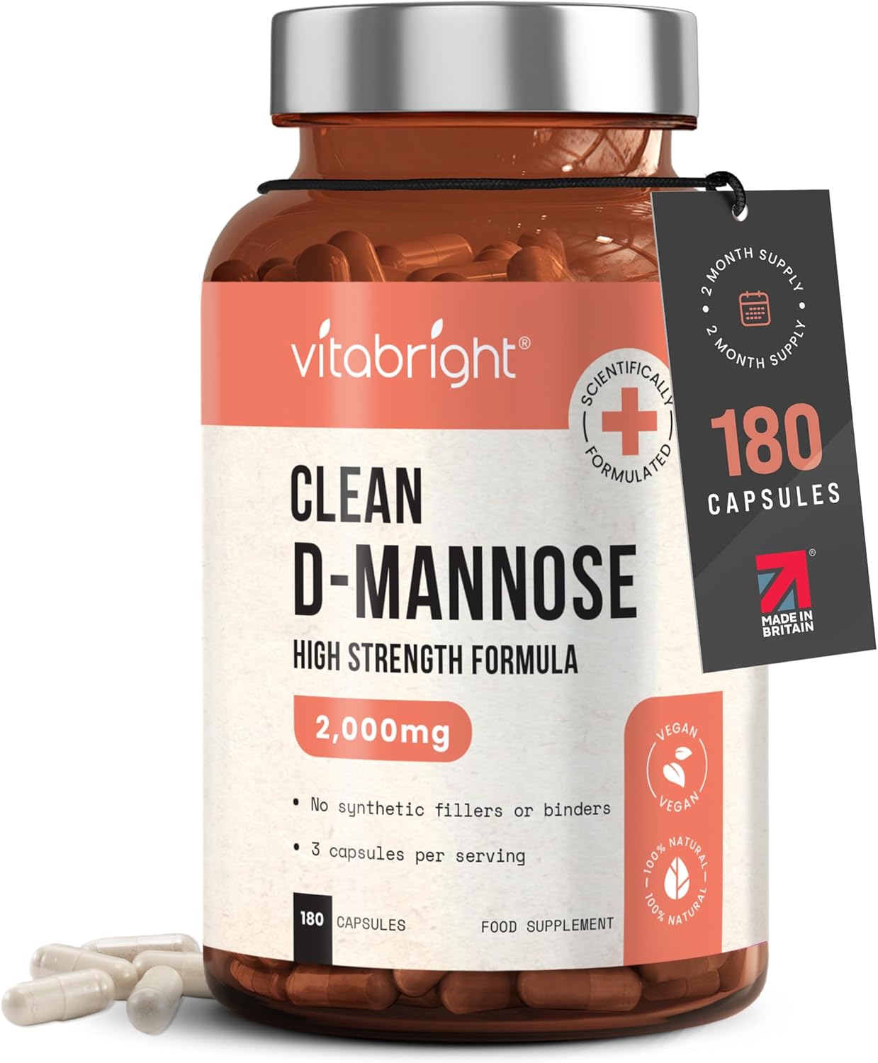 D-Mannose UTI Capsules x180 | High Strength 2000 mg D Mannose Tablets ...