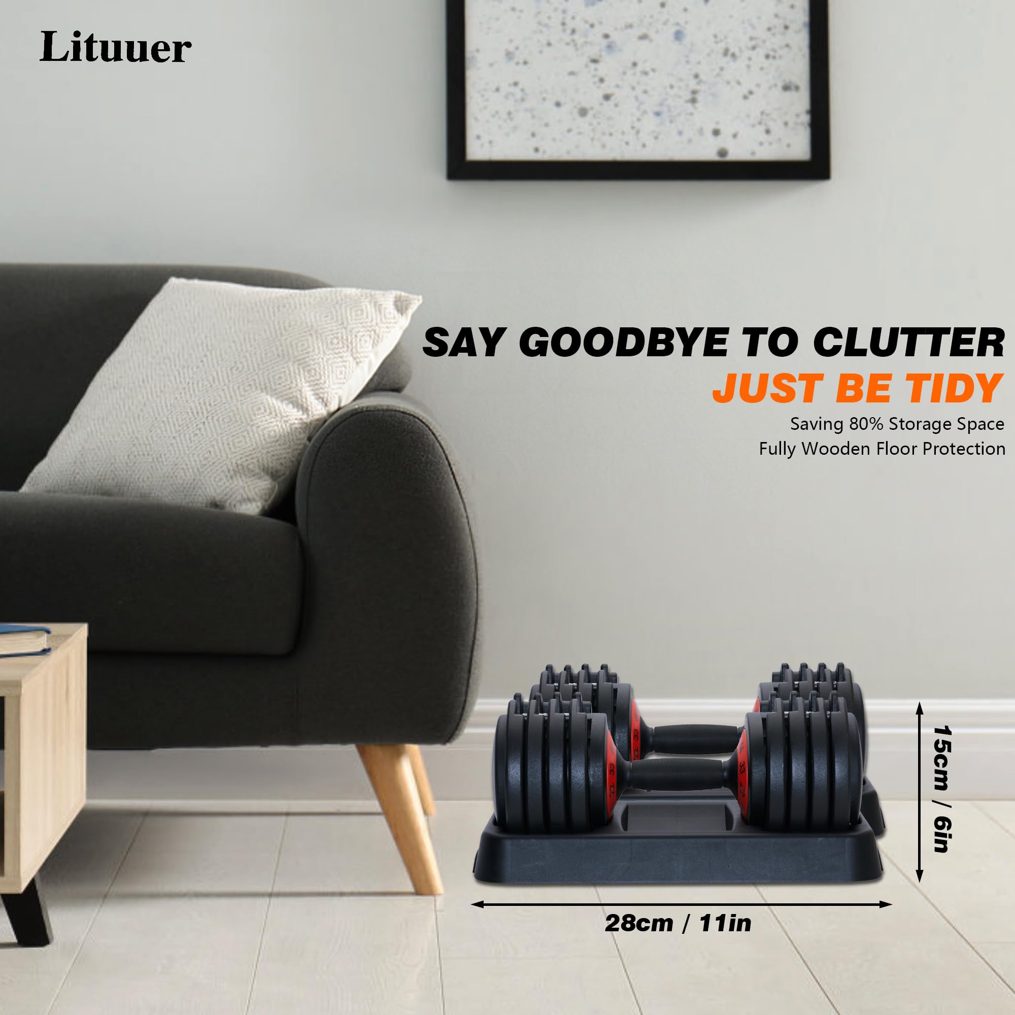 Snapklik.com : 55 Lbs Single Adjustable Dumbbell Set, Fast Adjust ...