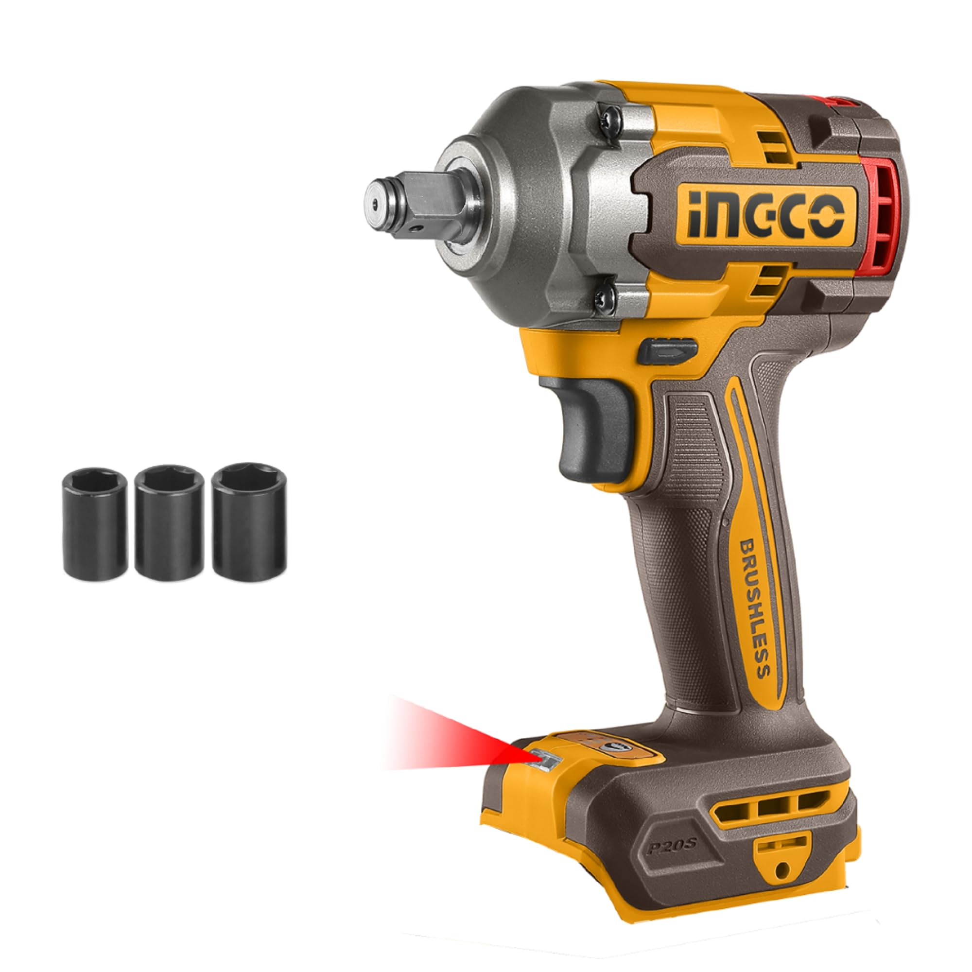 Ingco 20V Brushless Impact Wrench (Body Only) 400NM, 3Pcs Sockets (17 ...