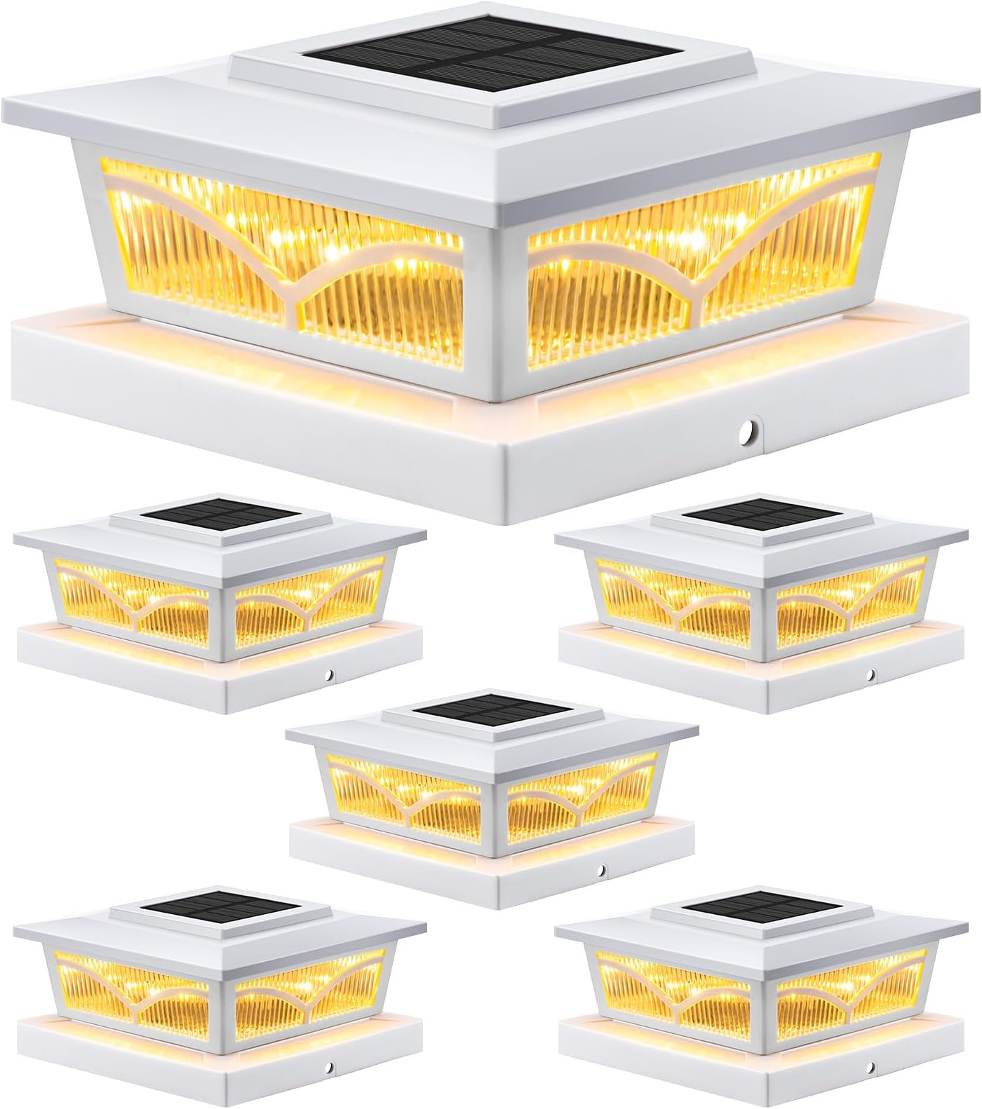 T-SUN Solar Post Cap Lights 6 Pack – Outdoor Waterproof Fence Lights ...