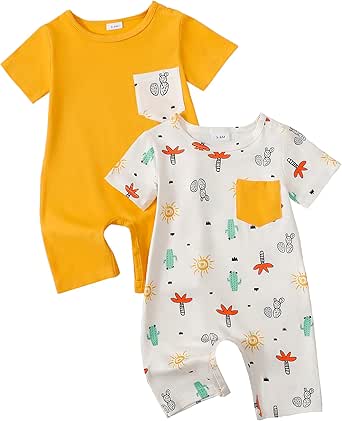 Amazon.com: CVXV Infant Baby Boy Girl 2-Pack Short Sleeve Bodysuits ...