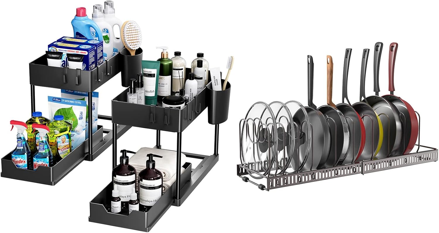 Amazon.com: Puricon 2 Pack Under Sink Organizers and Storage Pull Out ...