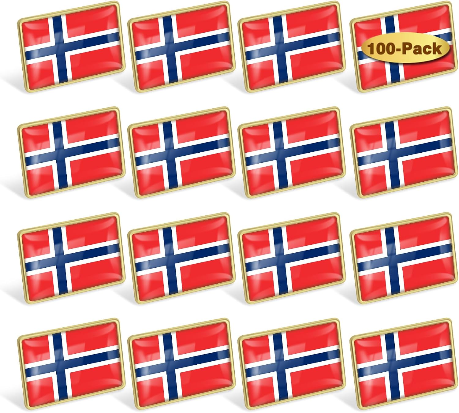 Amazon.com: 100/Pcs Norway Flag Lapel Pins Bulk - Metal Norwegian ...