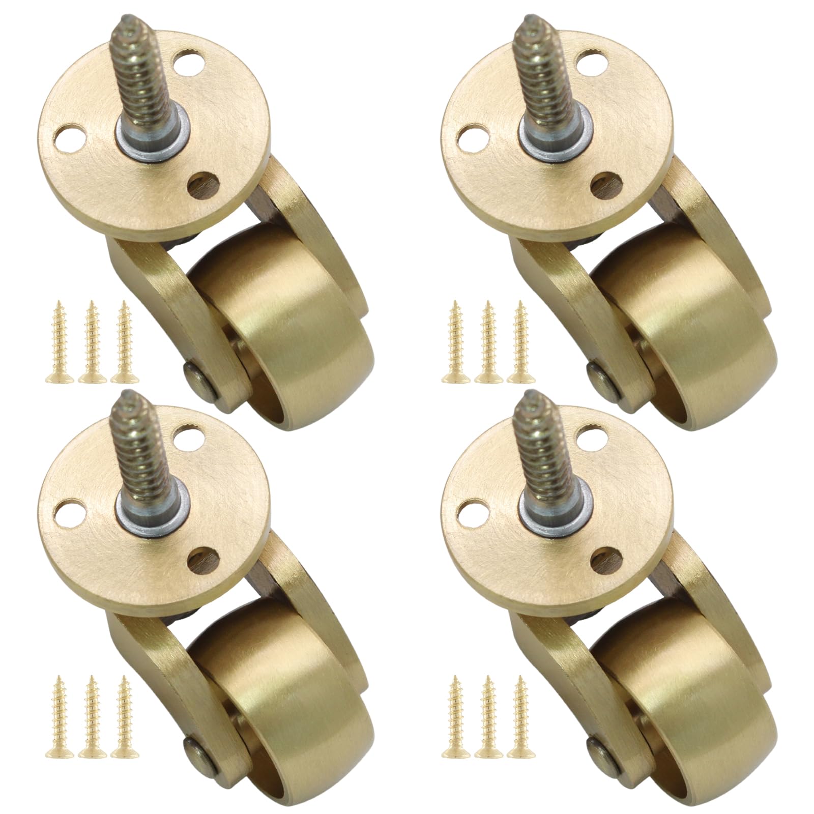 Snapklik.com : 4 Pcs Universal Caster Wheels, 360 Degree Rotation Brass ...