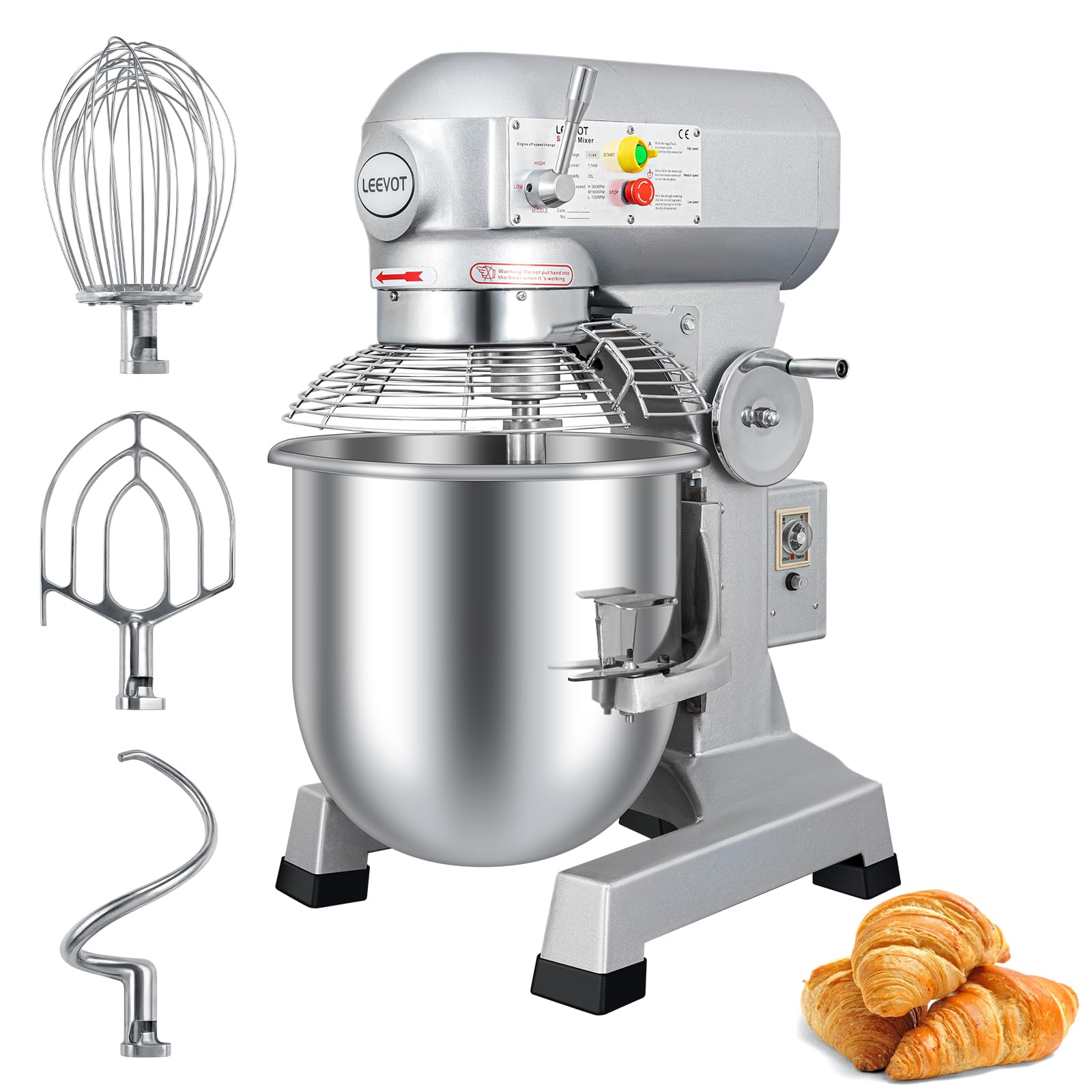 Amazon.com: LEEVOT 20 qt 1100W Commercial Food Mixer, Commercial mixer ...